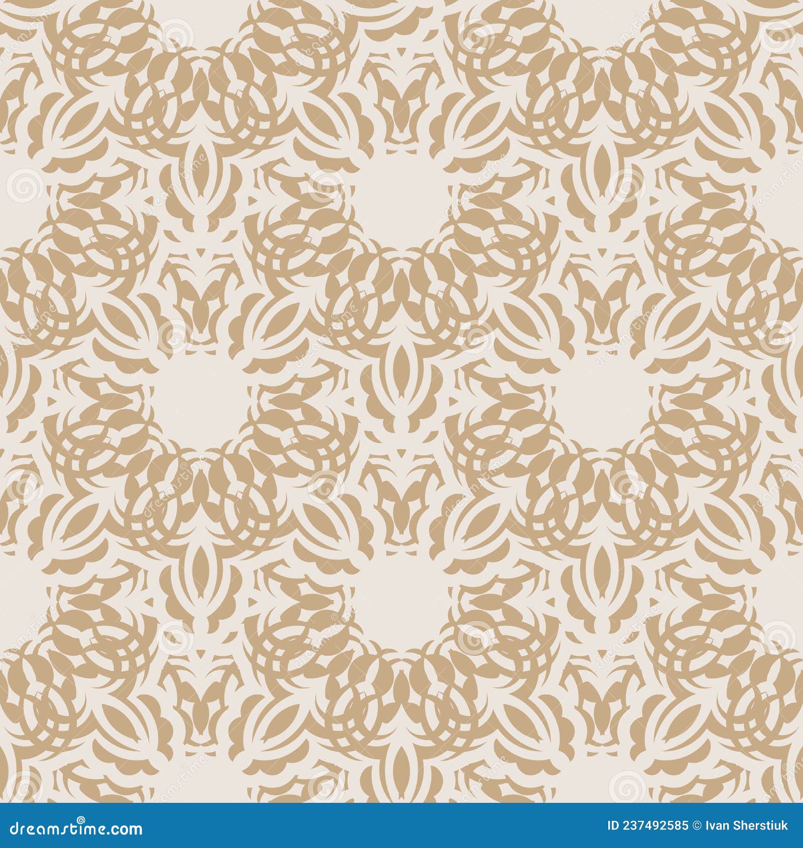 Beige Seamless Pattern with Decorative Ornaments. Vector Illustration ...