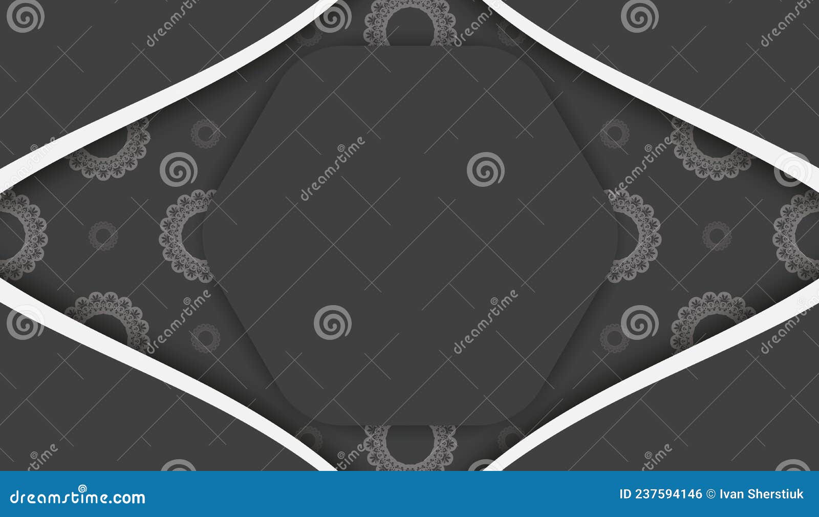 Black Banner with Abstract White Ornament for Design Under Your Logo or ...