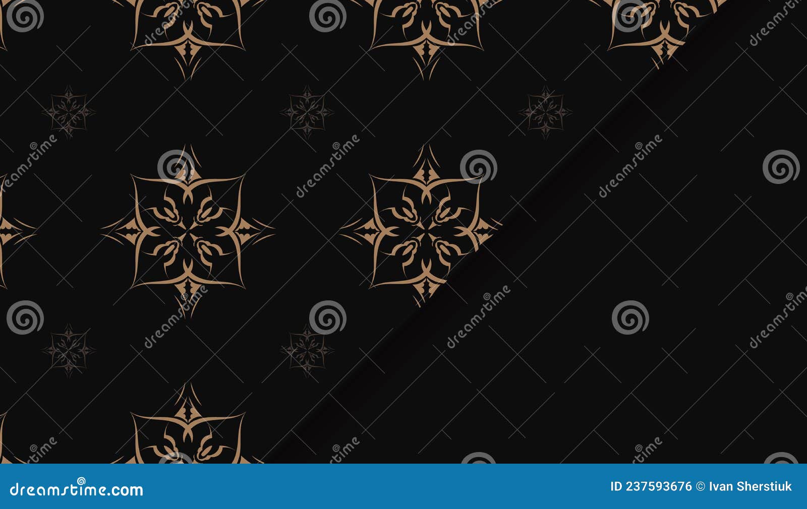 Black Banner Template with Vintage Brown Pattern and Space for Logo or ...