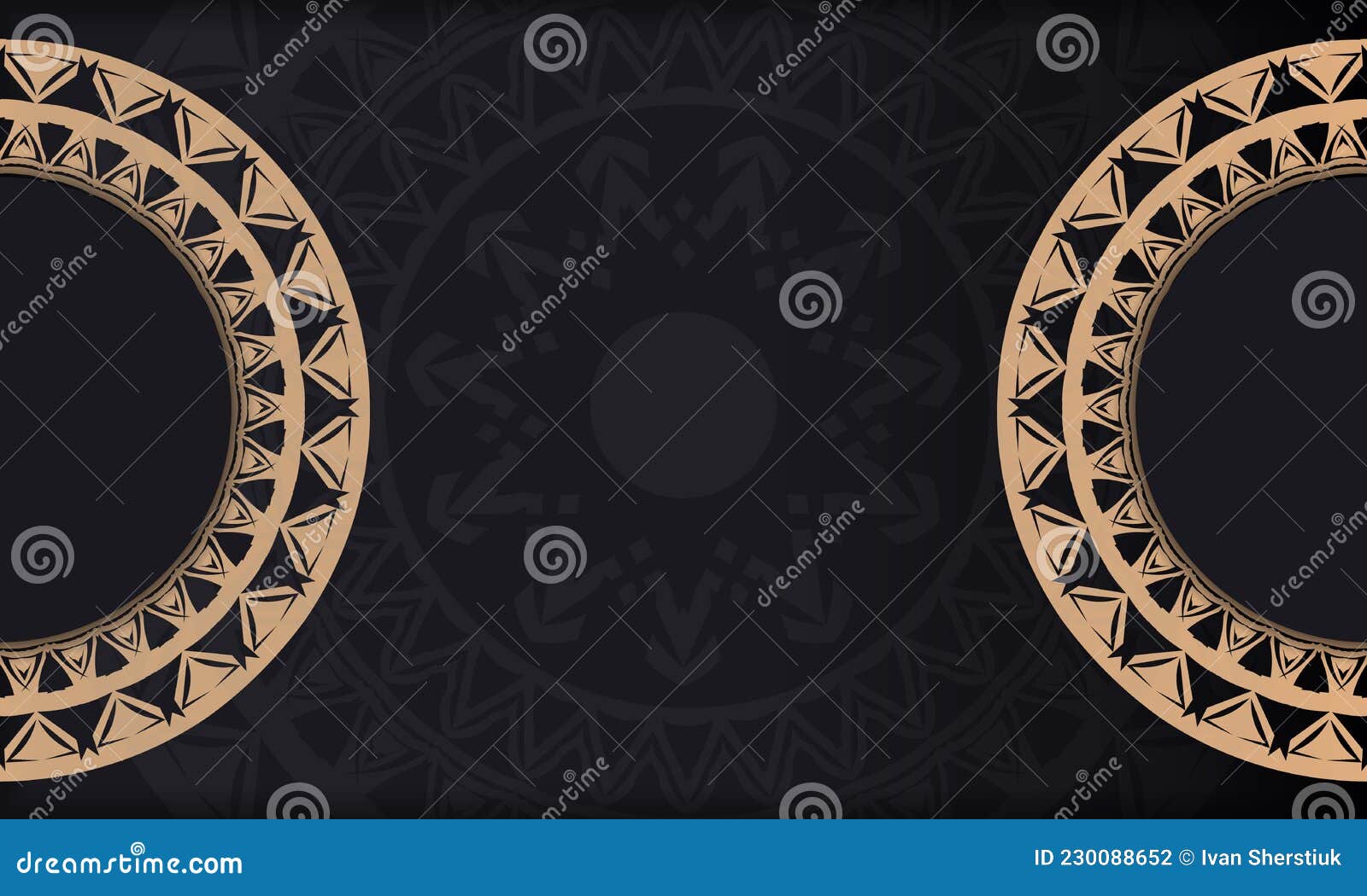 Black Color Flyer Template with Brown Indian Pattern Stock Vector ...