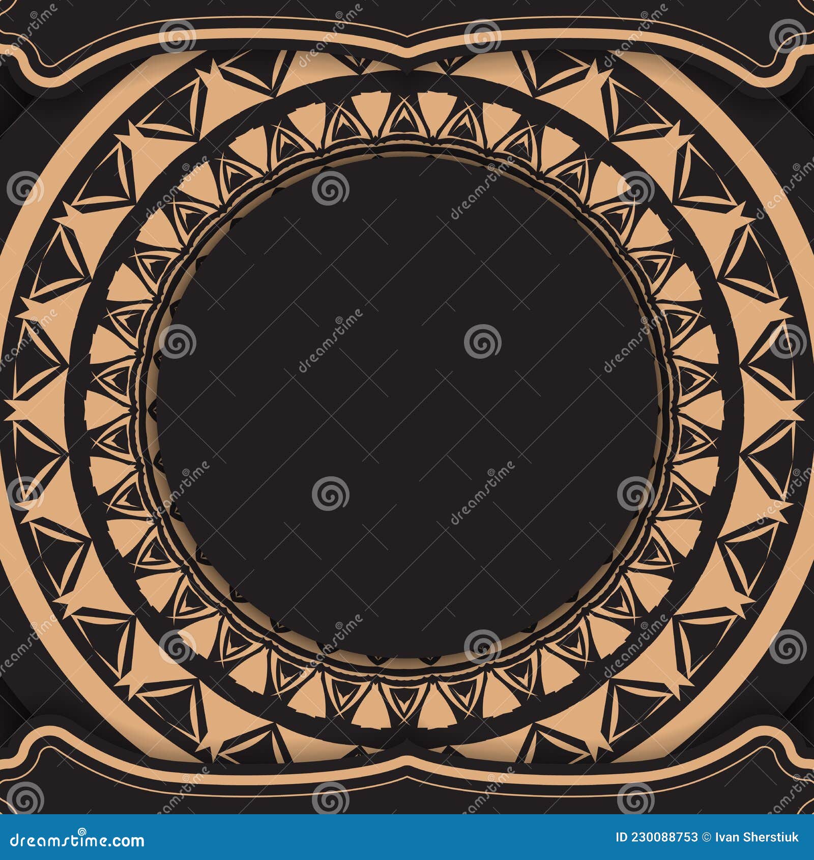 Black Color Flyer Template with Brown Vintage Pattern Stock Vector ...