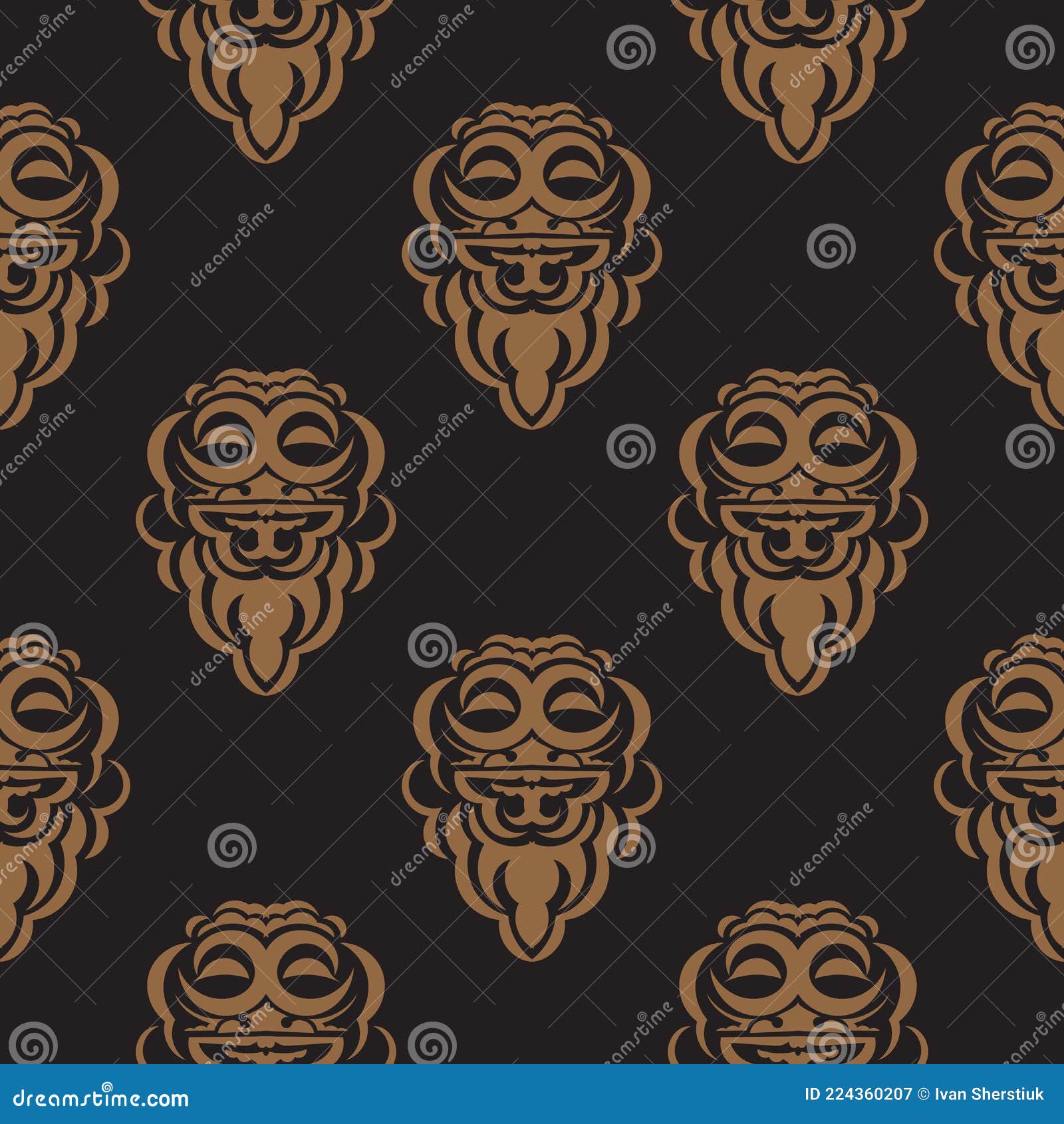 Dark Background with Masks of the Polynesian Tribes. Vector ...
