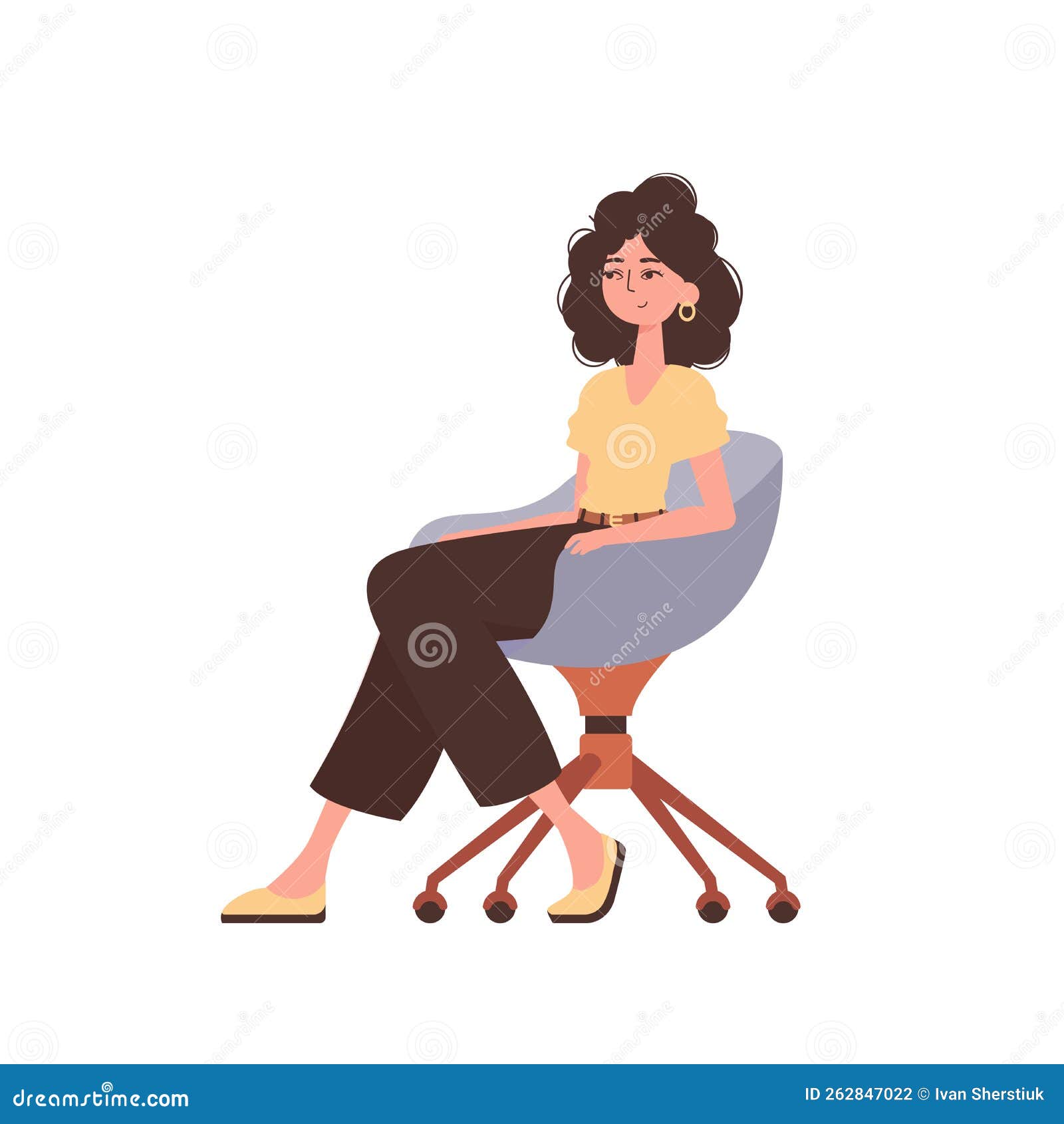 The Girl Is Sitting In A Chair Character In Modern Trendy Style Stock
