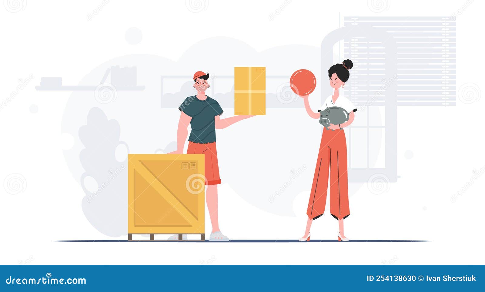 Parcel Delivery Concept. Cartoon Style. Vector Illustration. Stock ...