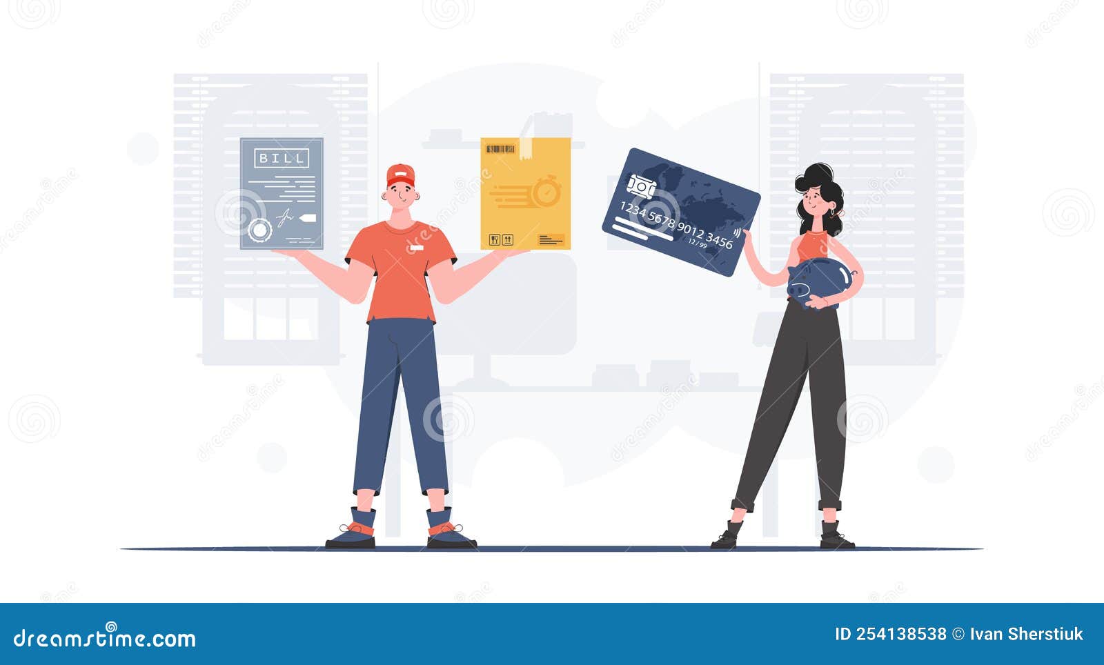 Parcel Delivery. Vector Illustration. Trendy Style. Stock Vector ...