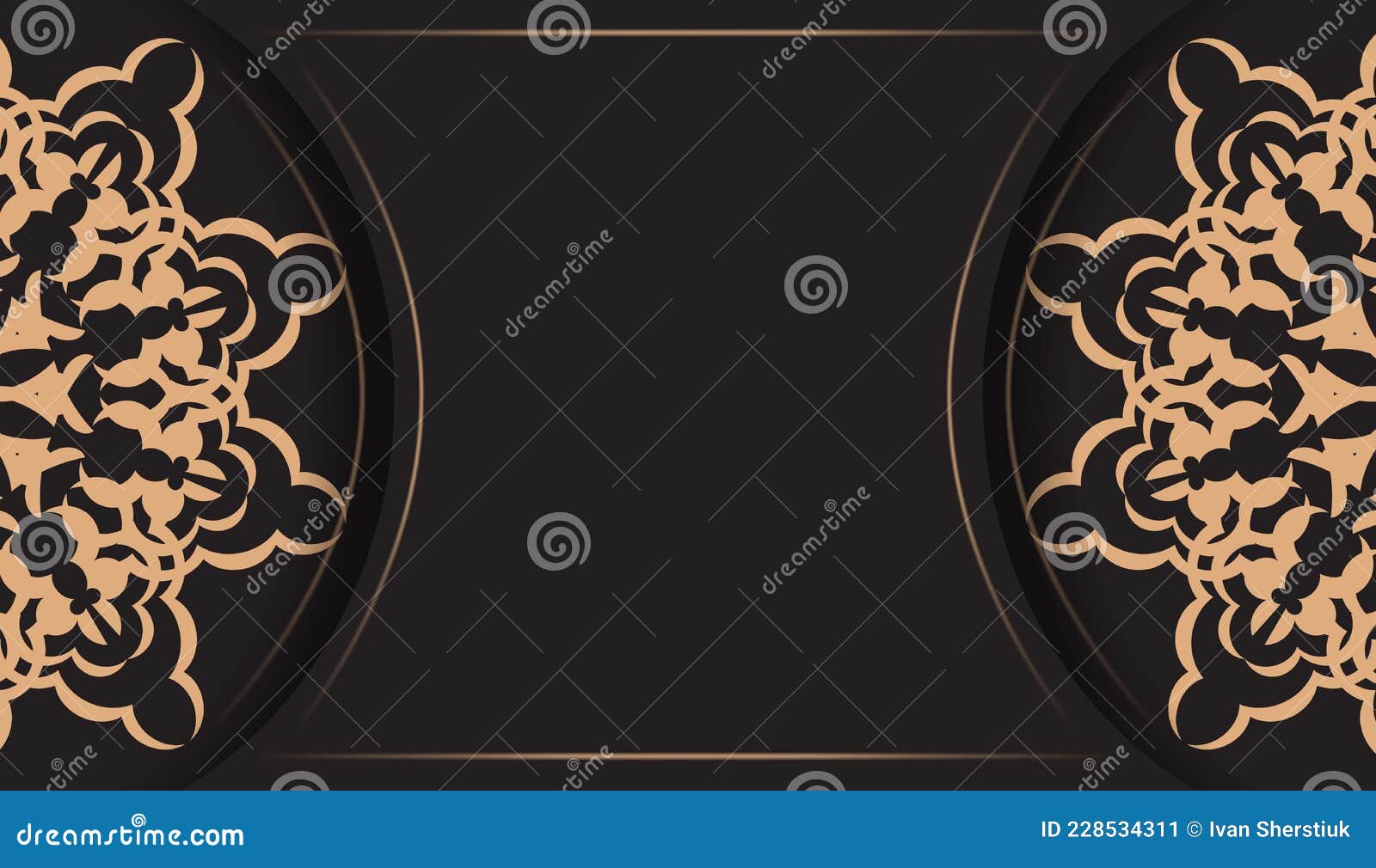 Rectangular Postcard Design in Black with Luxurious Patterns ...