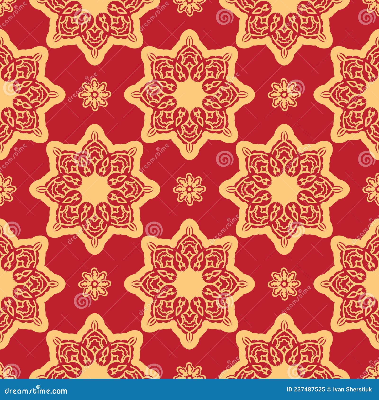 Red Christmas Seamless Pattern with Ornament. Vector Stock Vector ...