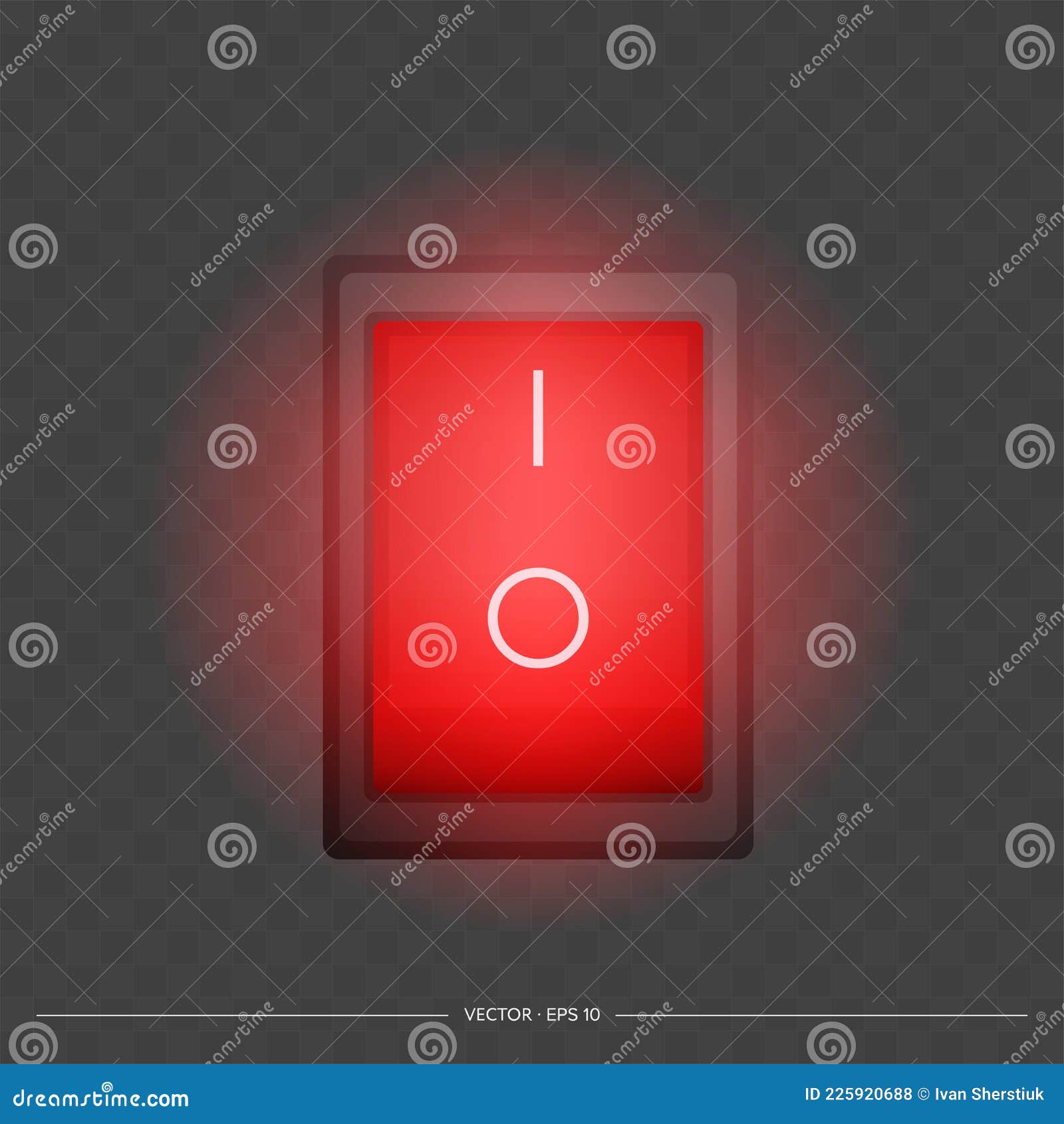 Red on and Off Button. the Red Power Button Lights Up. Isolated. Vector ...