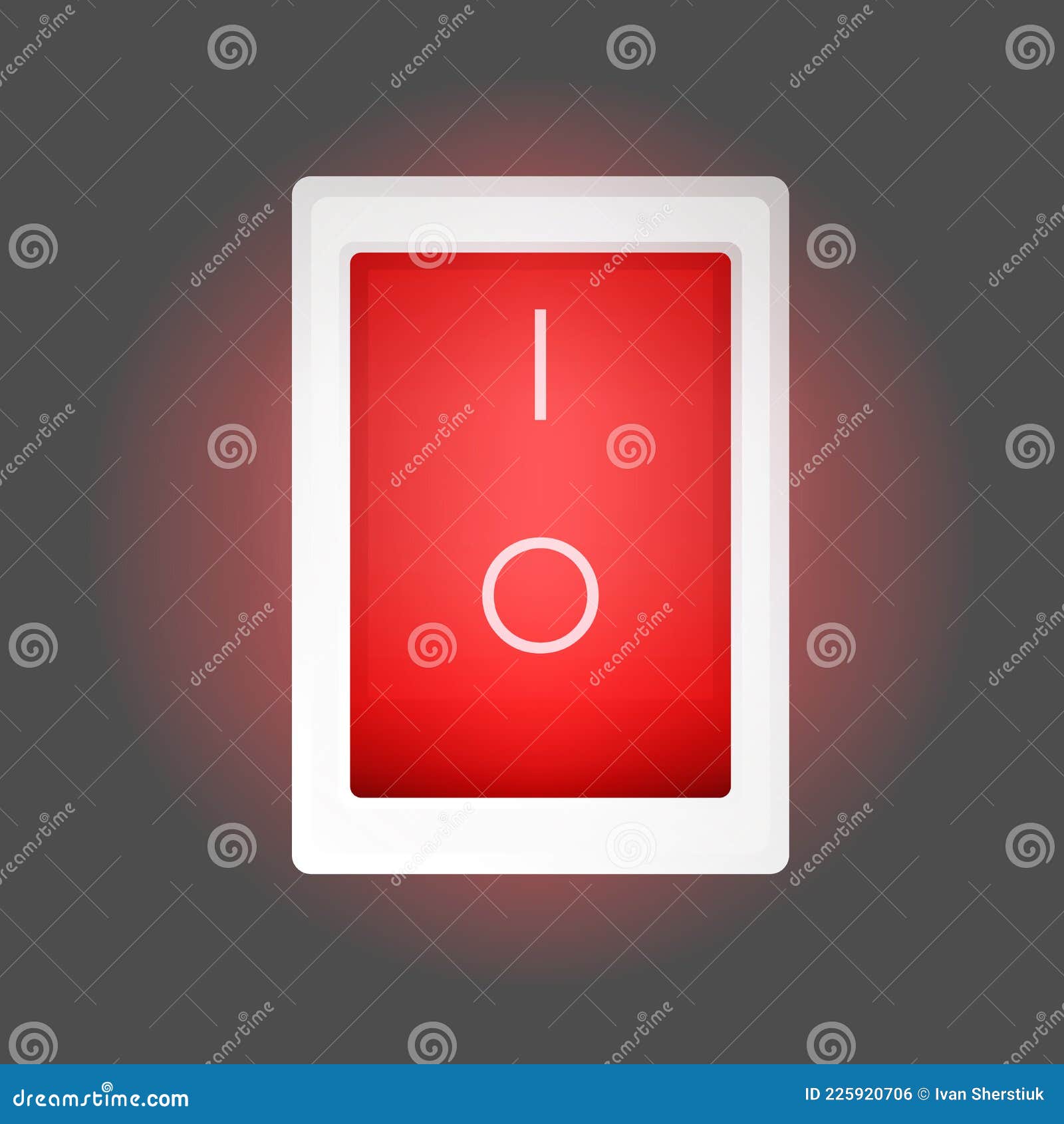 Red on and Off Button. the Red Power Button Lights Up. Isolated. Vector ...