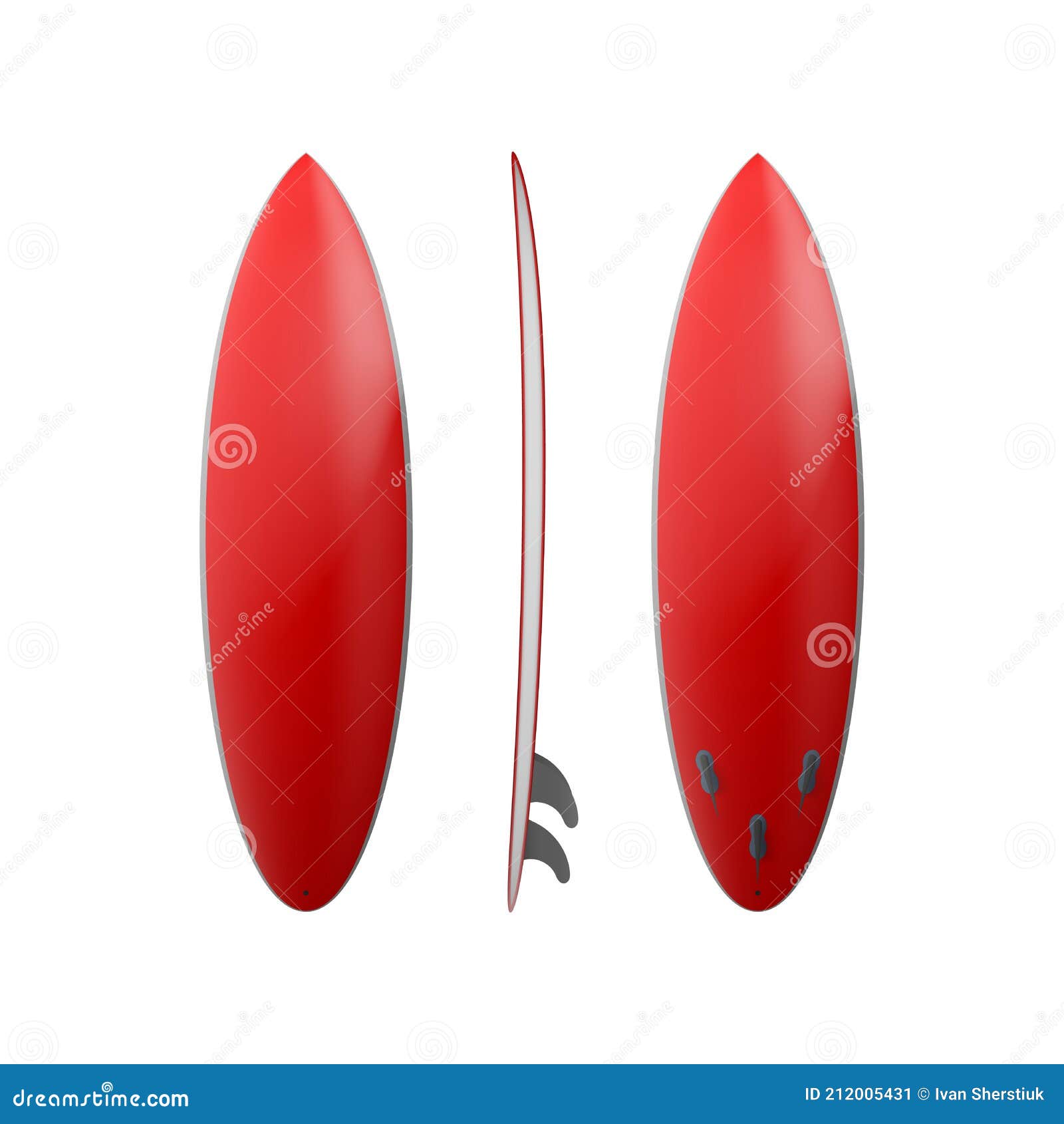 Red Surfboard Isolated on a White Background. a Set of Surfboards at ...