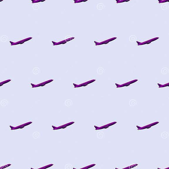 Seamless Pattern Purple Plane in 3d. Realistic Plane. Vector Stock ...