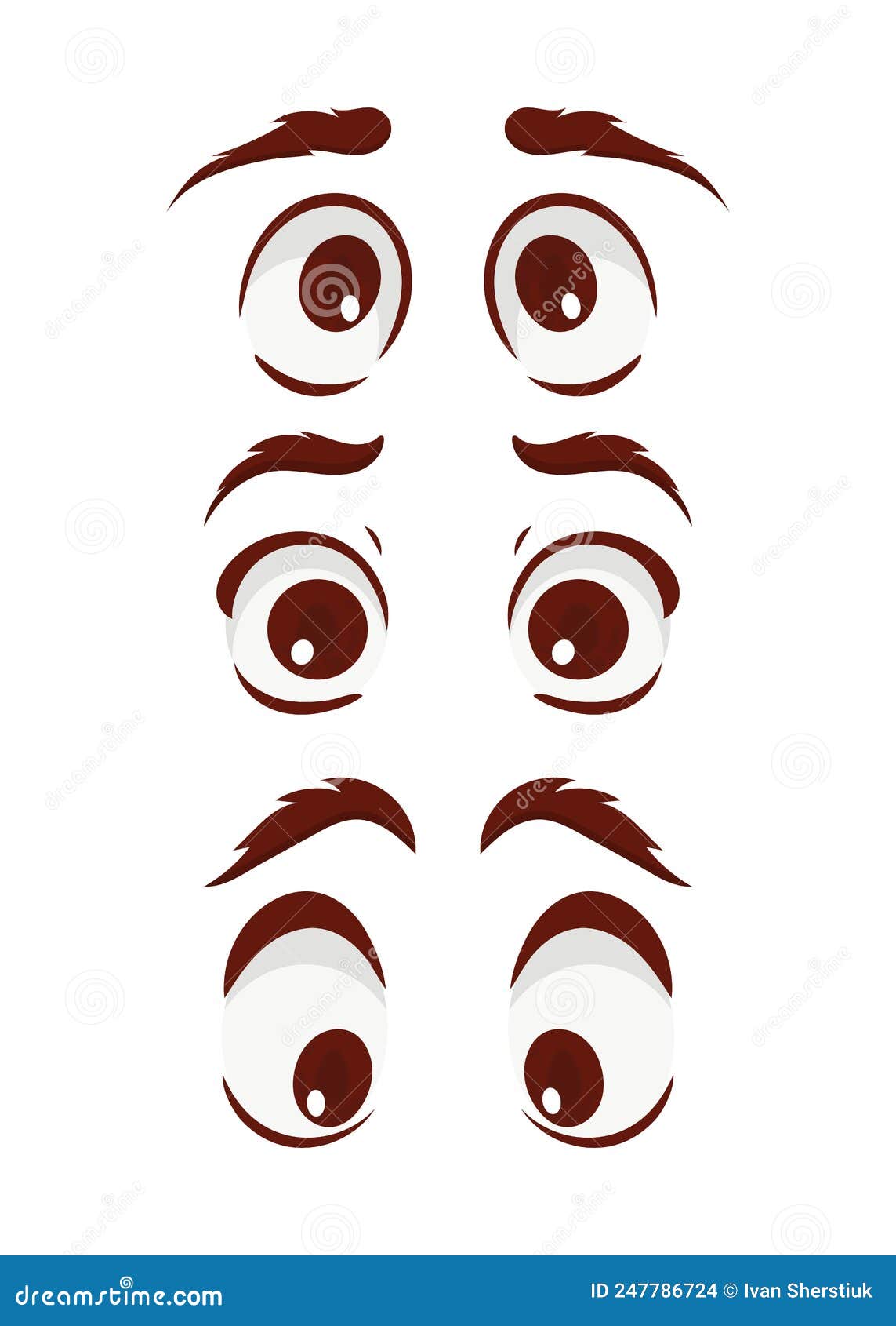 Set of Eyes in Flat Style. Isolated on White Background. Vector ...