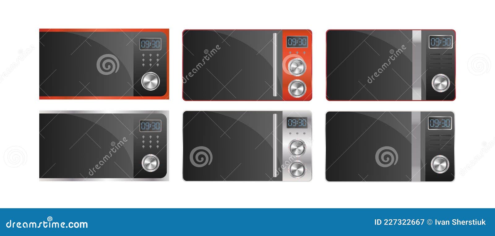 Set of Modern Microwaves. Stylish Microwave Isolated on a White ...