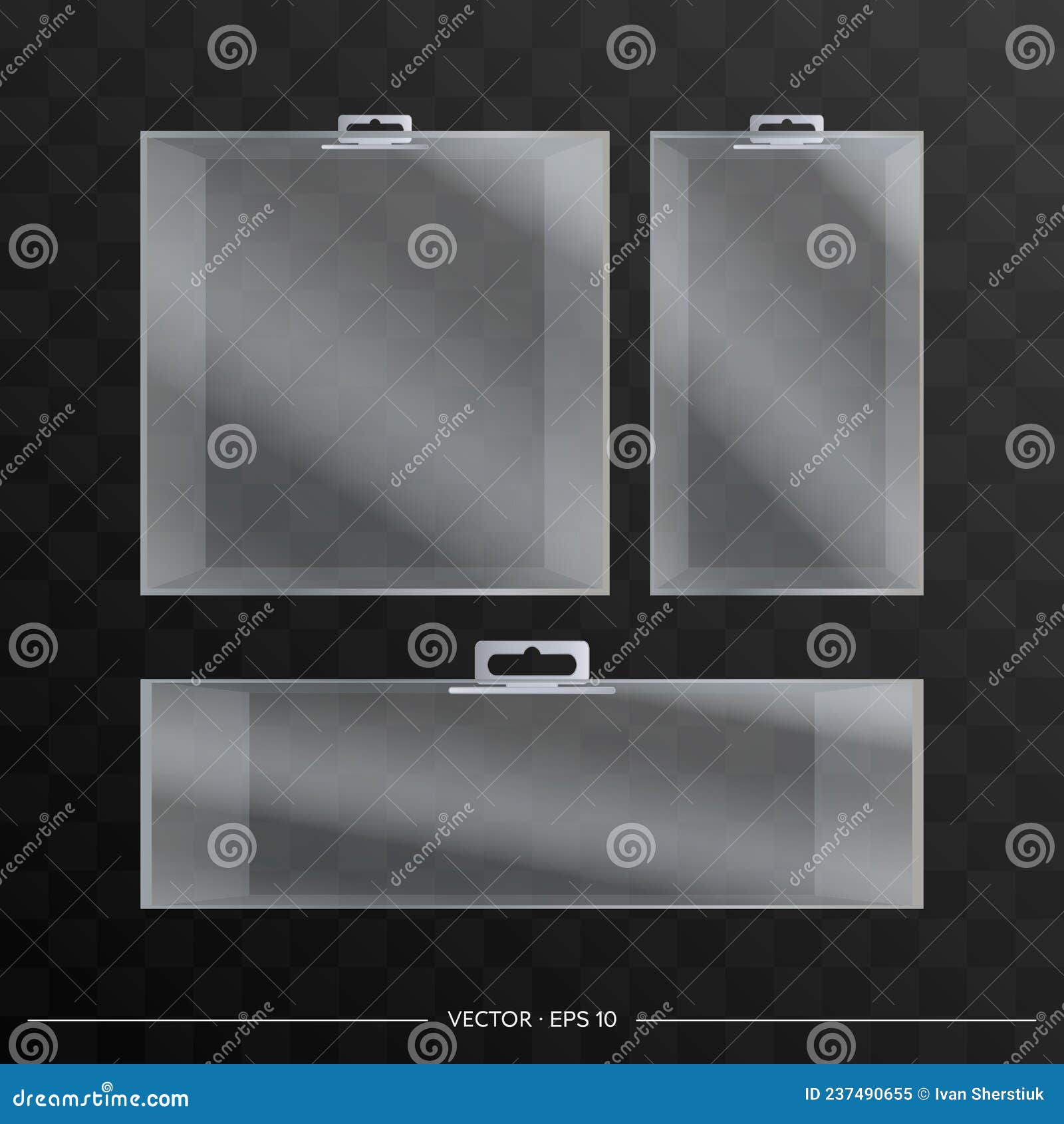 Set of Realistic Plastic Packaging Boxes with Hanging Hole. Vector ...