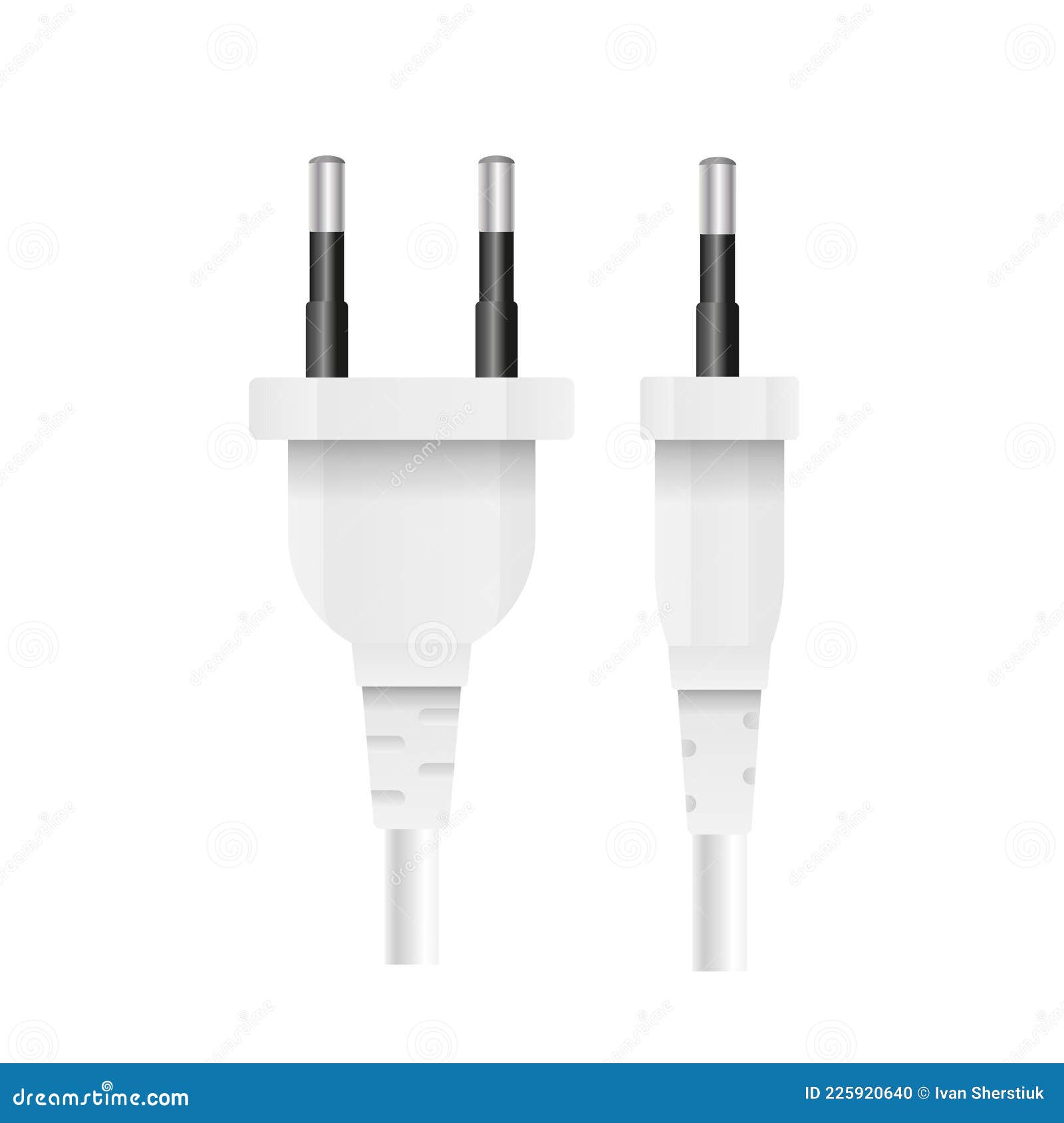 White Plug for Euro Socket. Realistic Plug for Euro Sample Socket ...