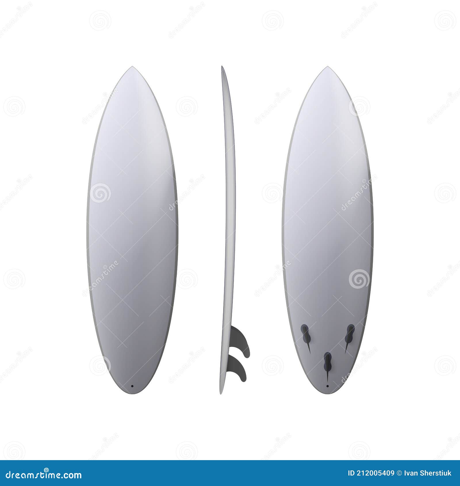 White Surfboard Isolated on a White Background. a Set of Surfboards ...