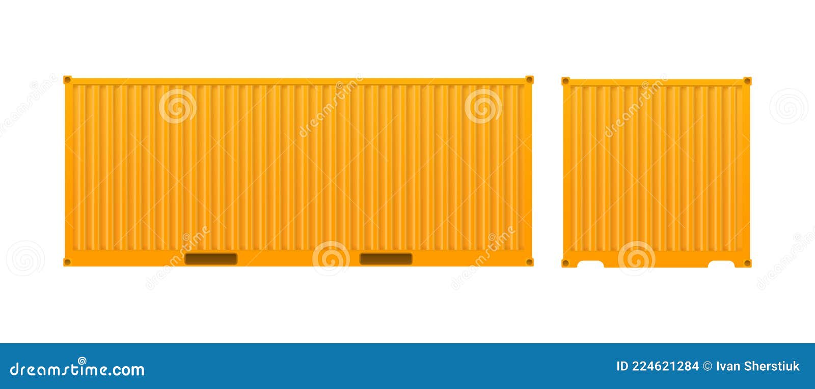 Yellow Freight Container. Large Container for Ship Isolated on a White ...