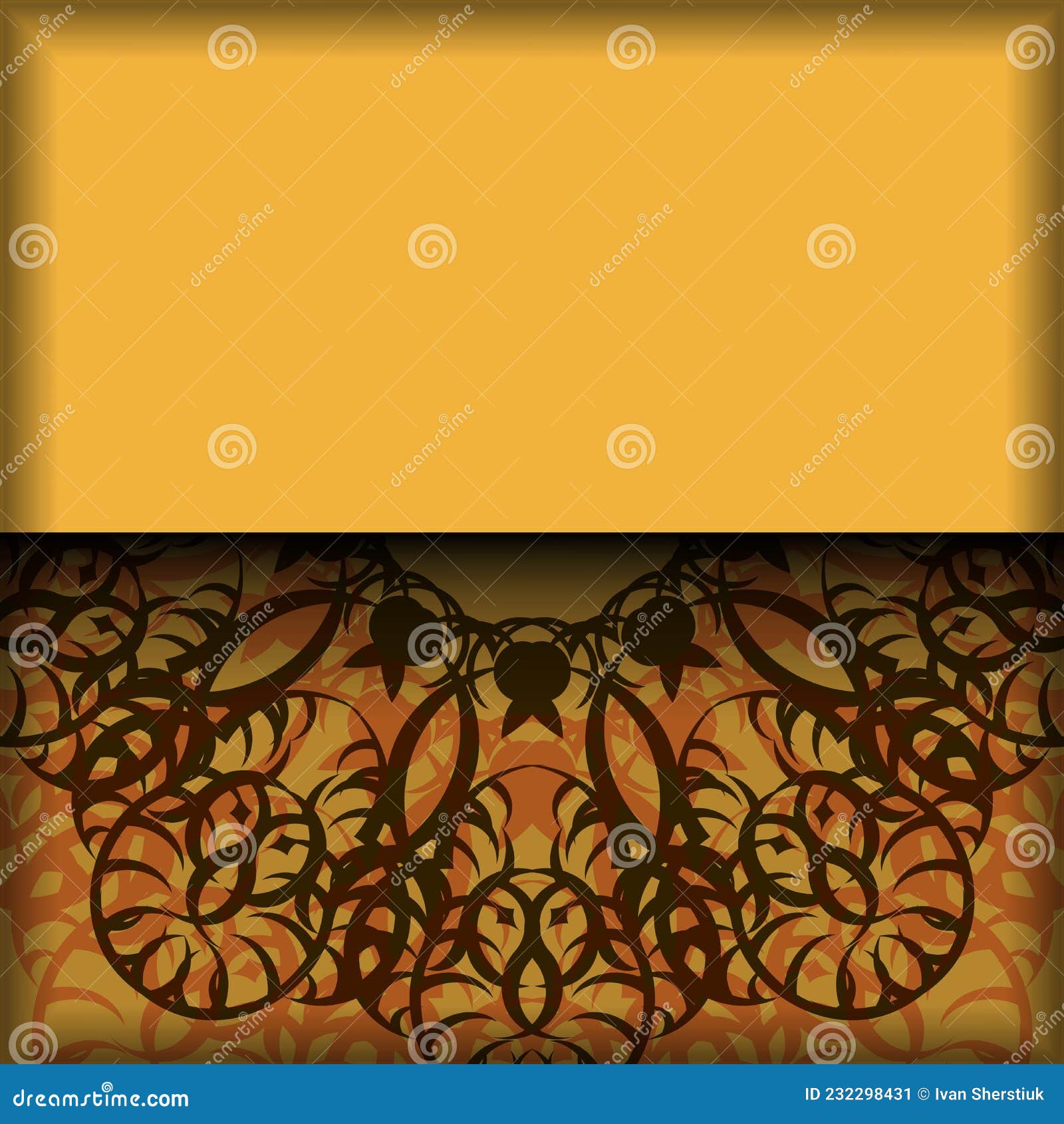 Yellow Leaflet with Luxurious Brown Ornament for Your Congratulations ...