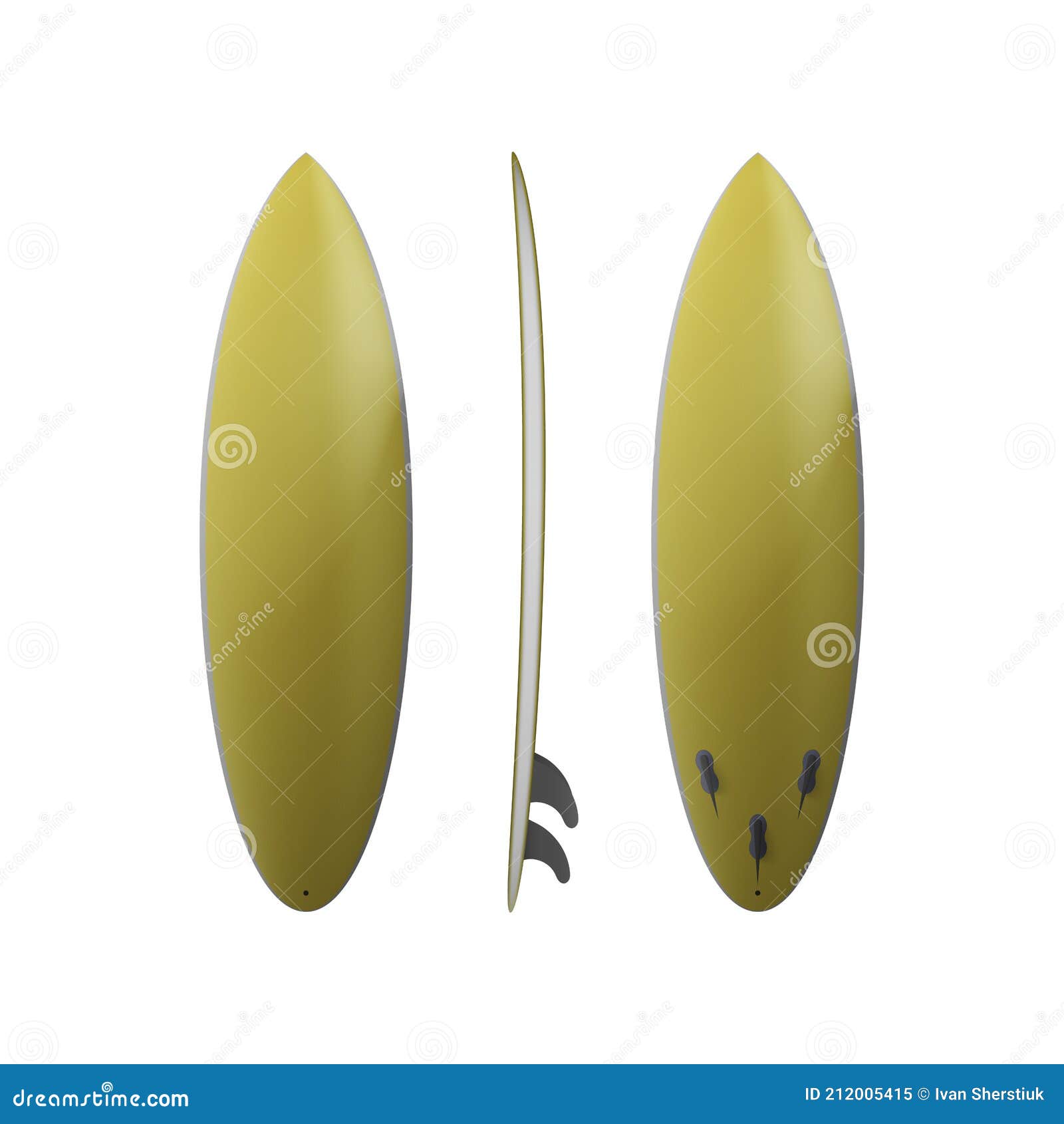 Yellow Surfboard Isolated on a White Background. a Set of Surfboards at ...