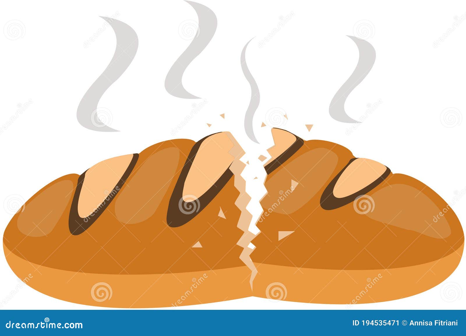 The Brown Loaf of Hot Ripped Bread Vector Illustration Stock Vector ...