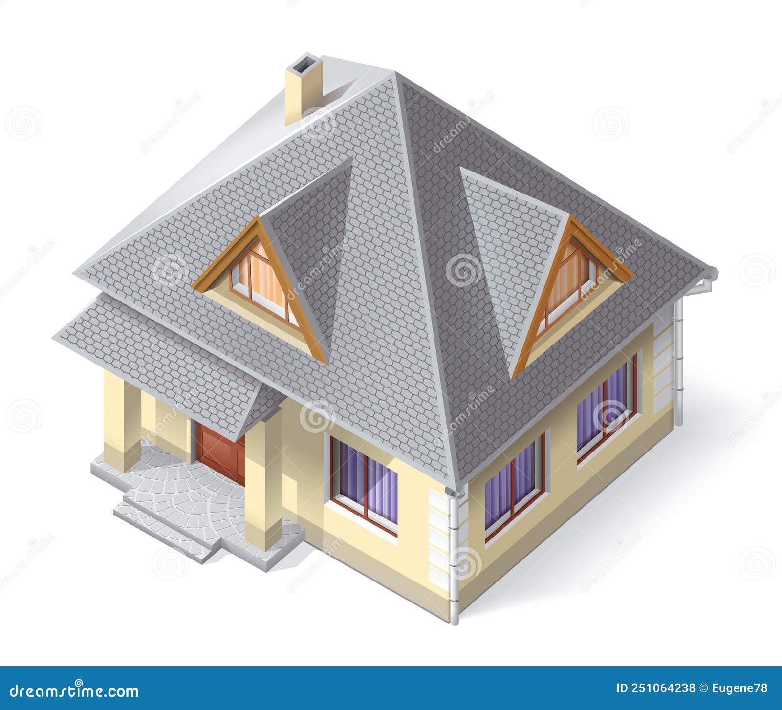 Illustration of a Detached Building. Top View Stock Vector ...