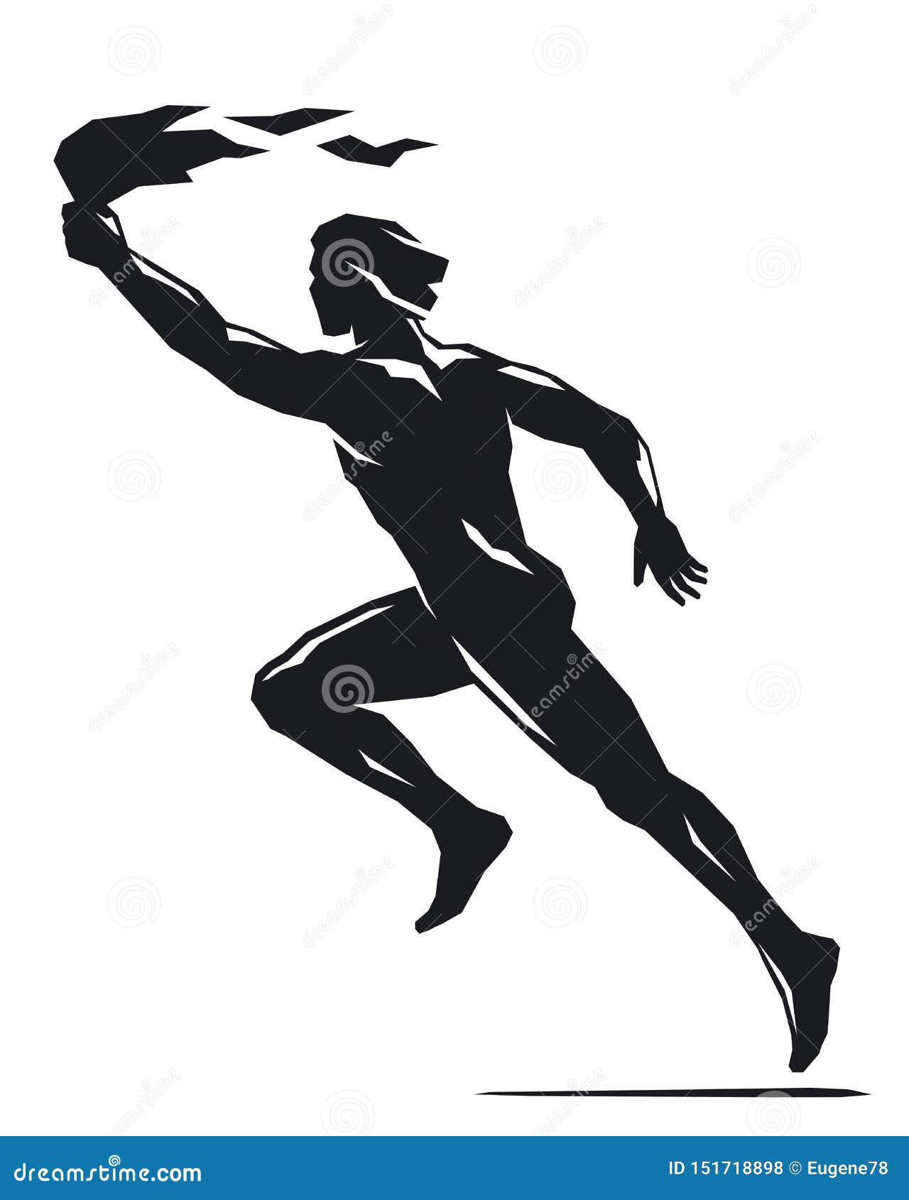 Running Man with Fire in His Hands Stock Vector - Illustration of ...