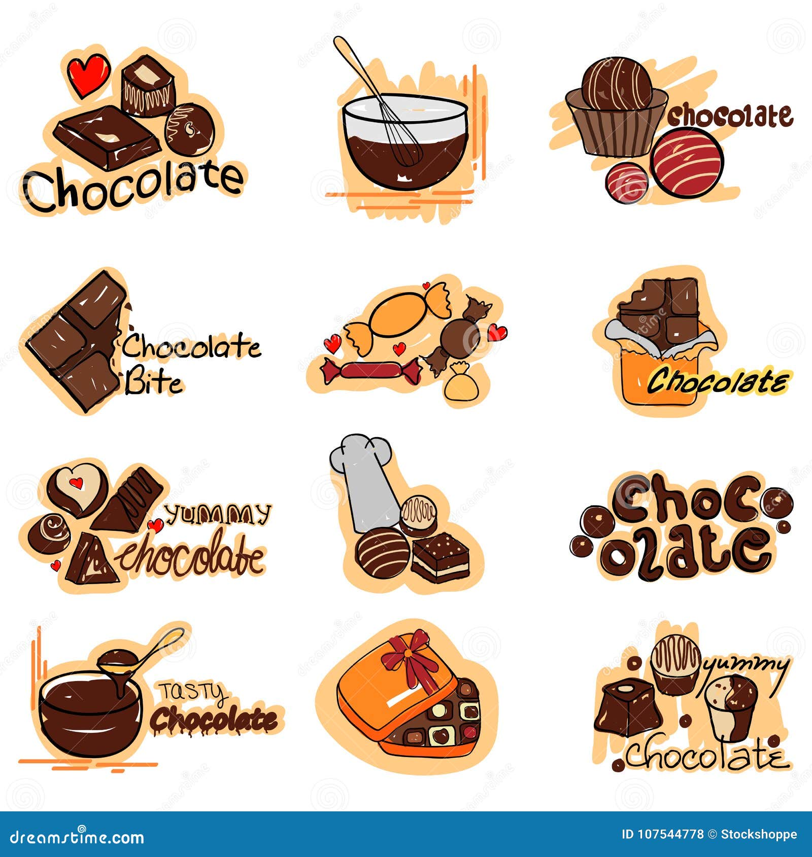 Yummy Chocolate Label Tag Sticker for Advertisement Stock Vector ...