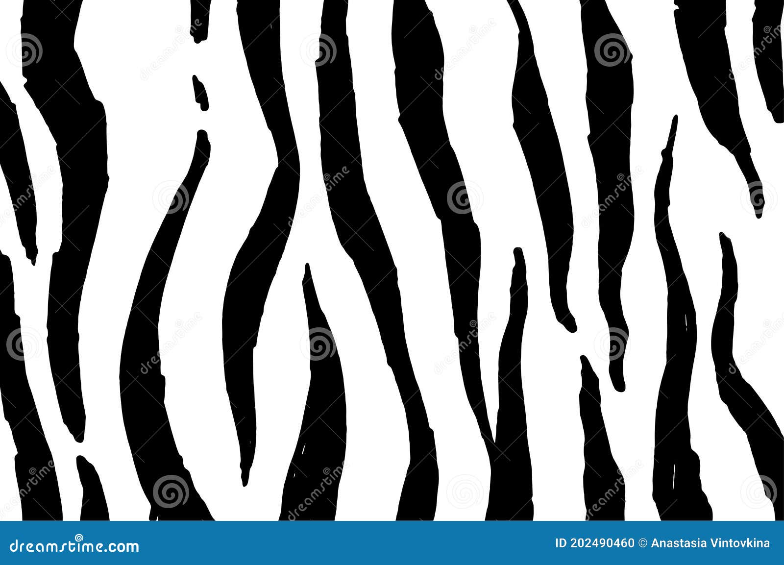Vector Illustration of a Zebra Pattern, Black Curved Vertical Irregular ...