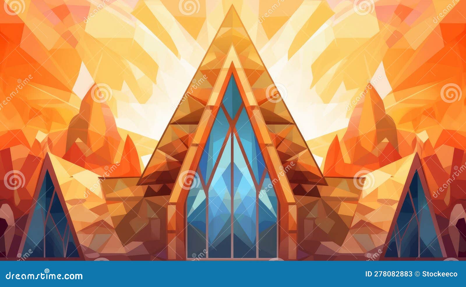 Vector Illustration of a Ziggurat with Stained Glass Windows Stock ...