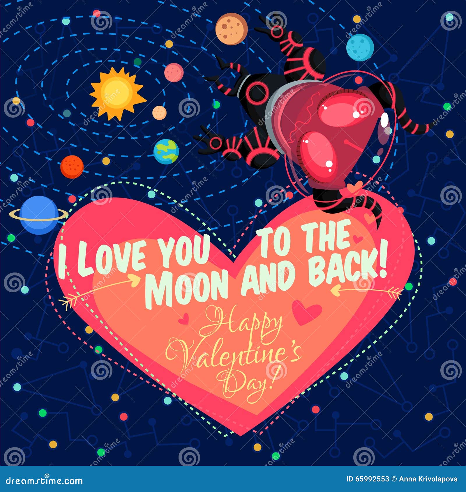Vector Illustrationabout Outer Space for Valentines Day. Stock Vector ...