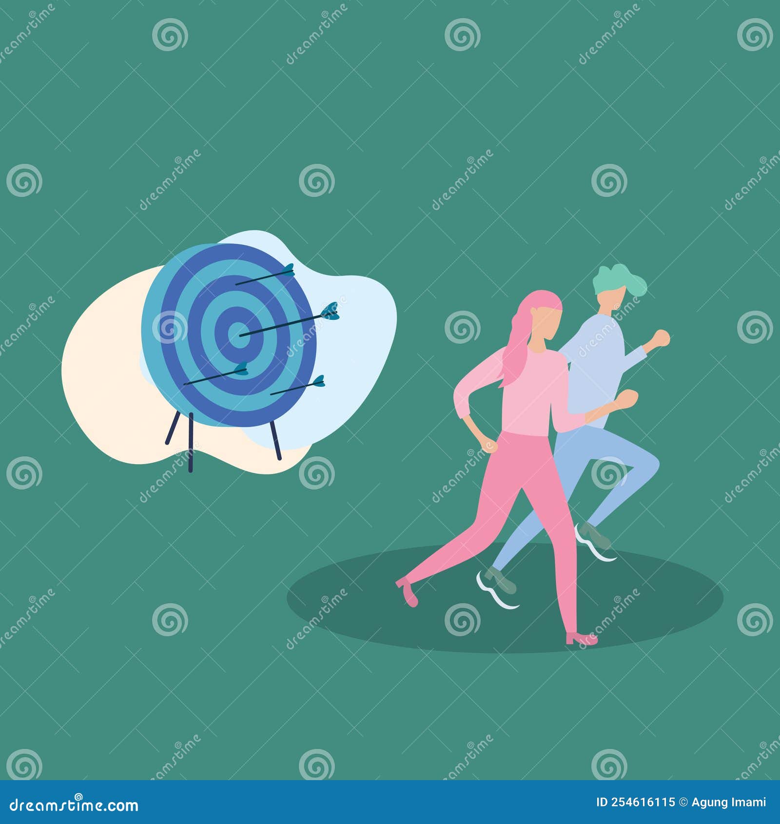 Vector Illustrations Background Two Couples Avoid the Set Target and ...