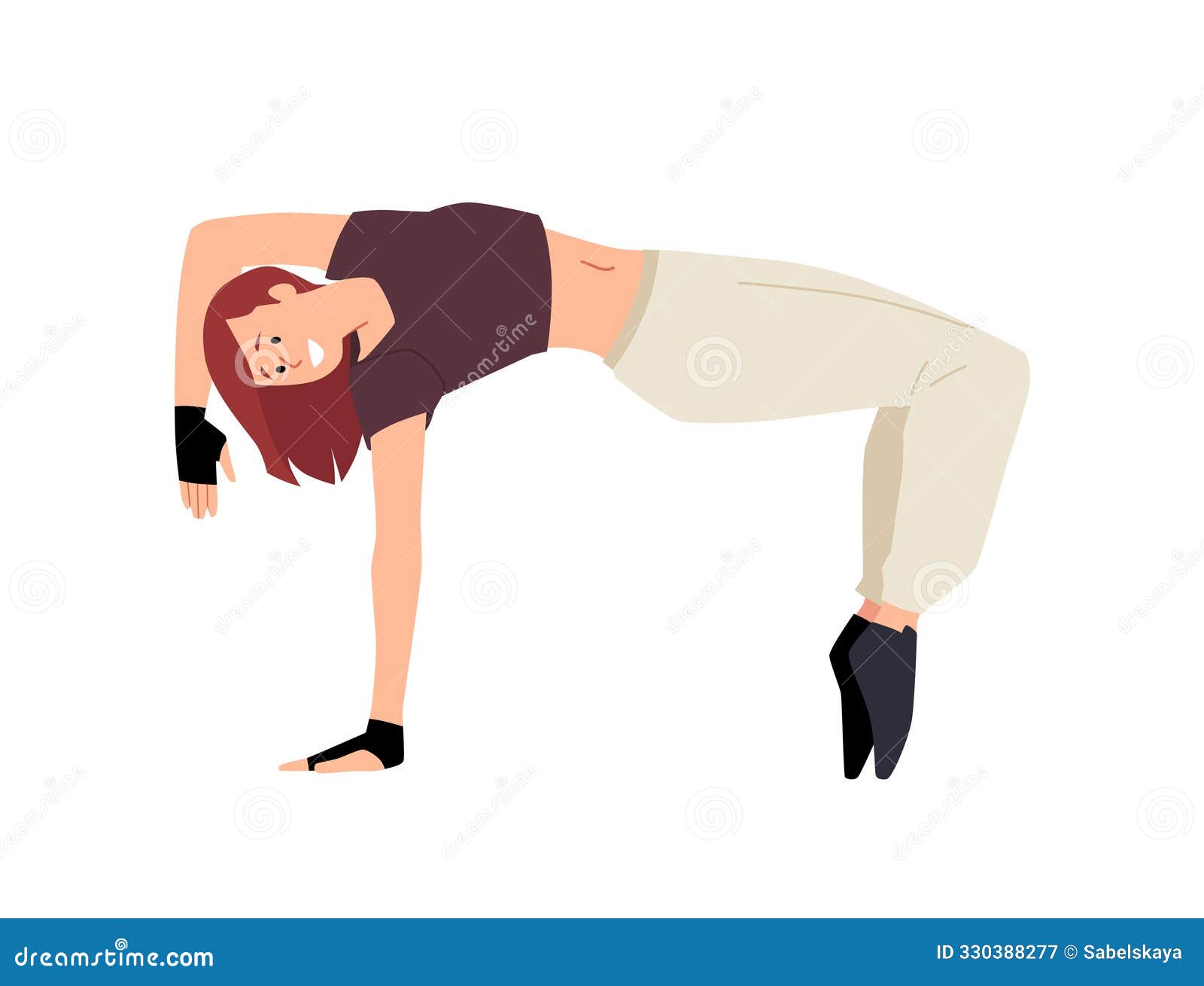 Vector Illustration of a Girl Performing Breakdancing in a Handstand on ...