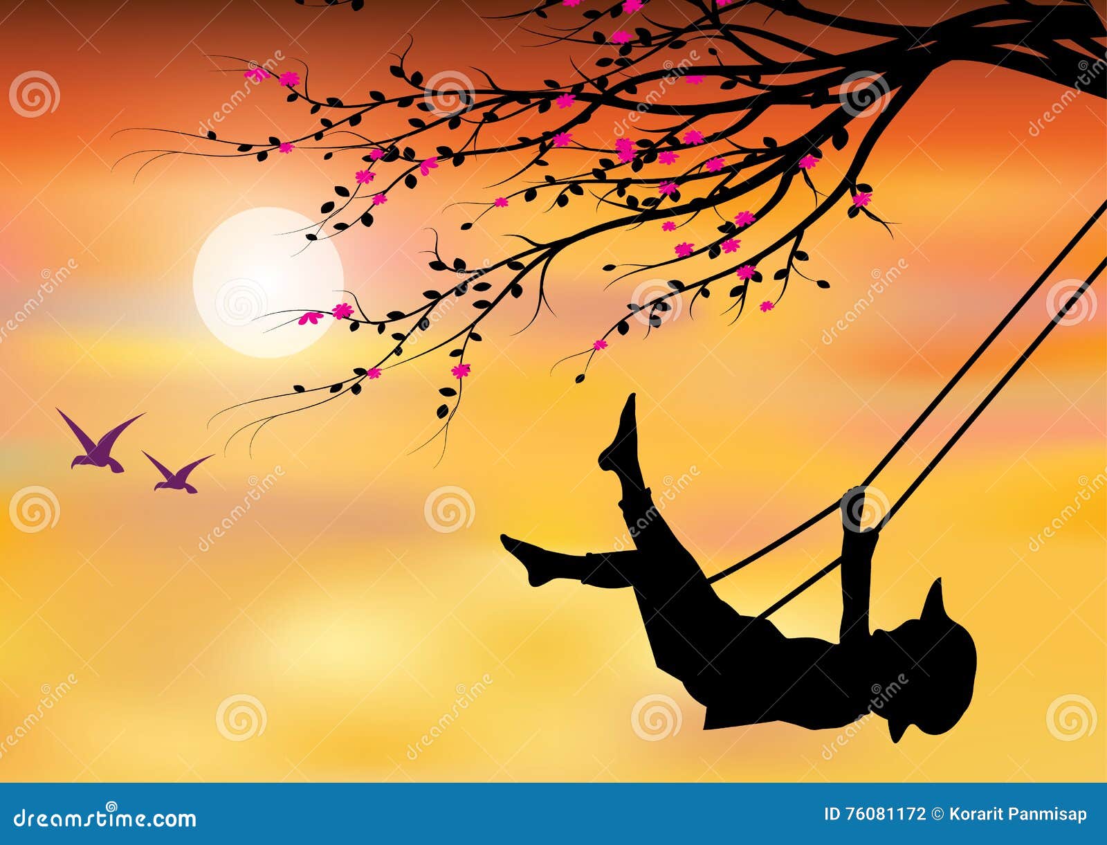Vector Illustrations, Children Play Swings Stock Vector - Illustration ...