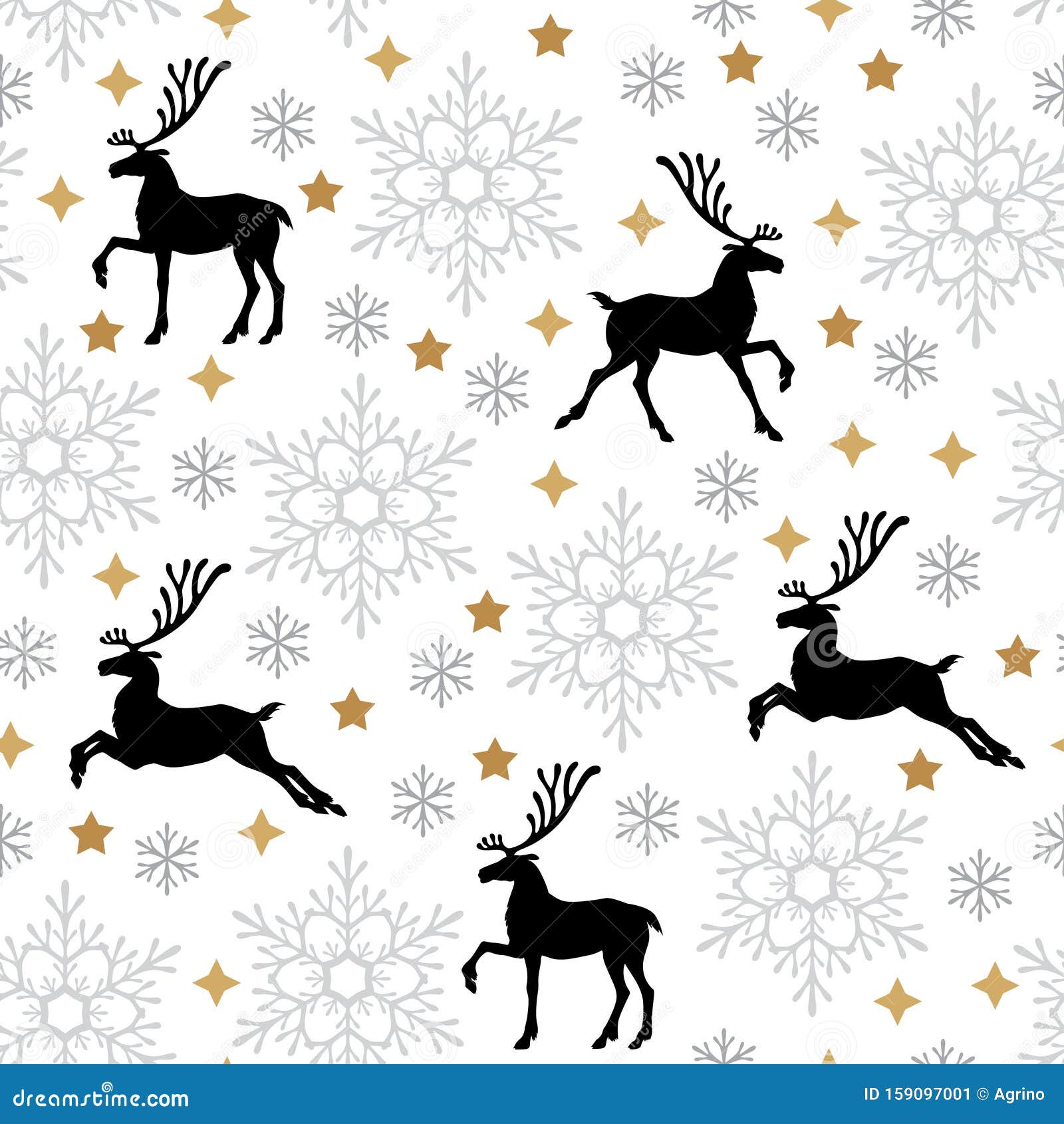 Christmas Pattern Seamless with Deer and Snowflakes Stock Vector ...