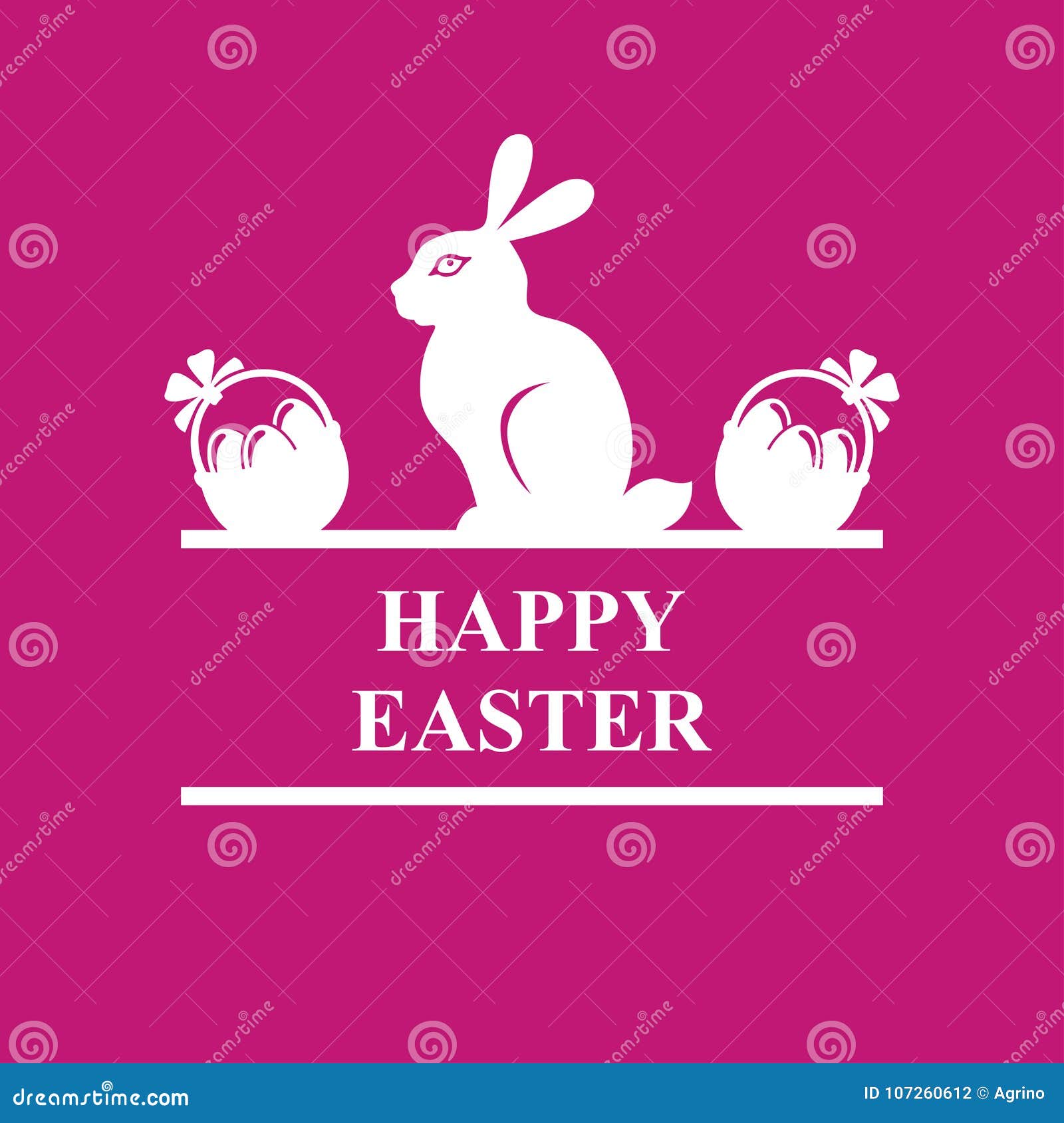 Easter Banner with Rabbit and Basket Icon Stock Vector - Illustration ...