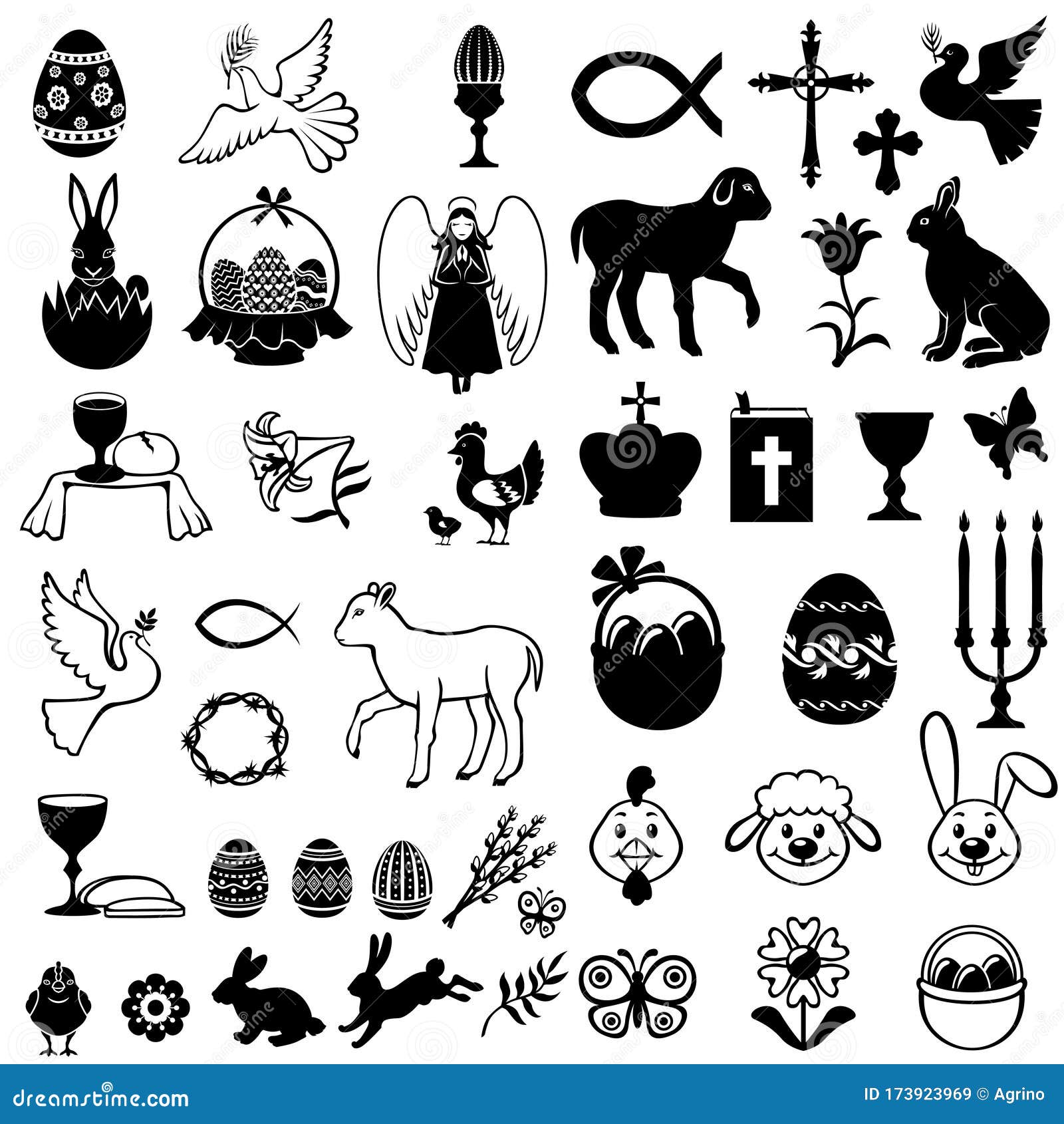 Easter greeting icon set stock vector. Illustration of card - 173923969