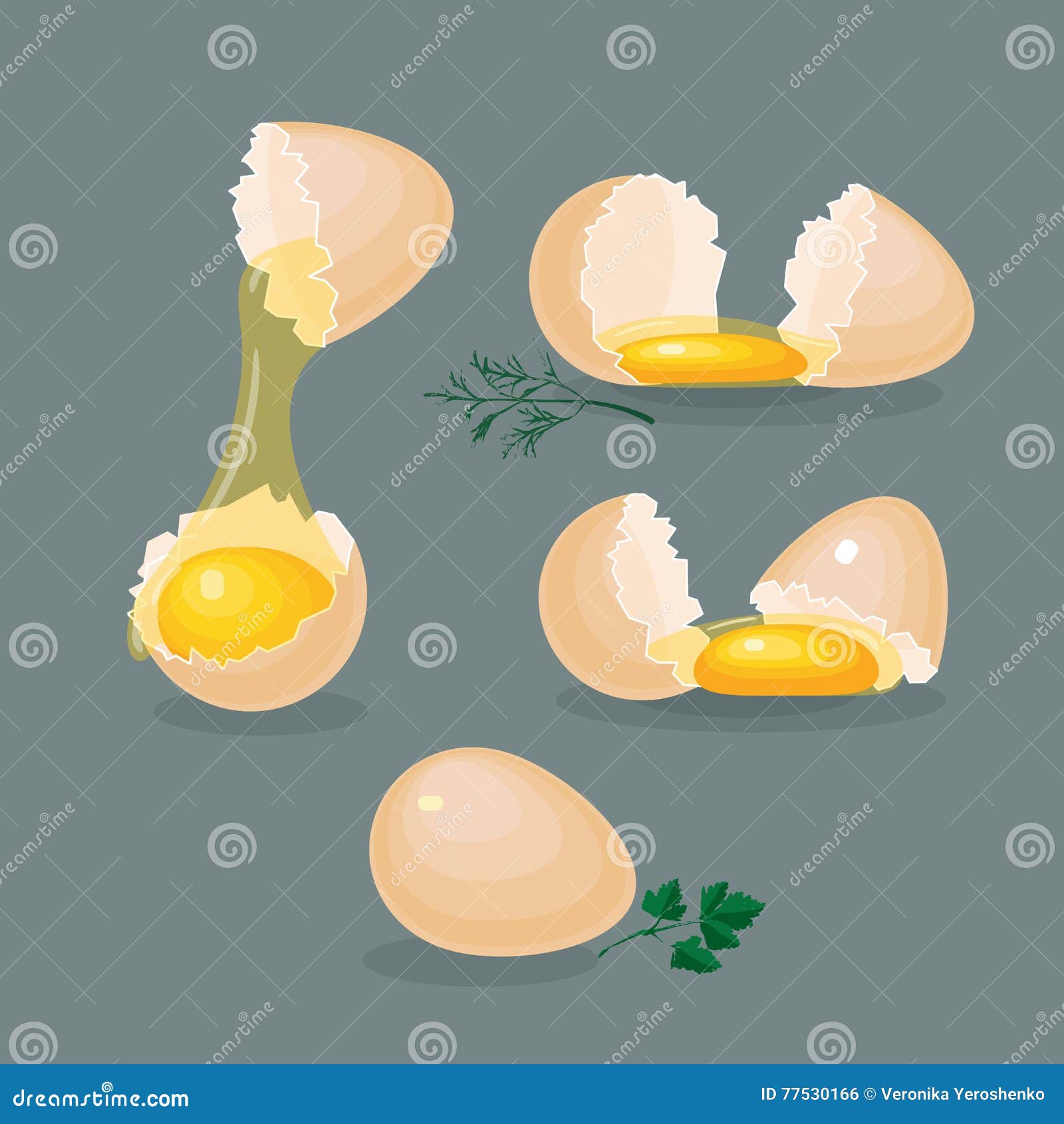 Vector Illustrations with Eggs, Yolks, Eggshells. Stock Vector ...