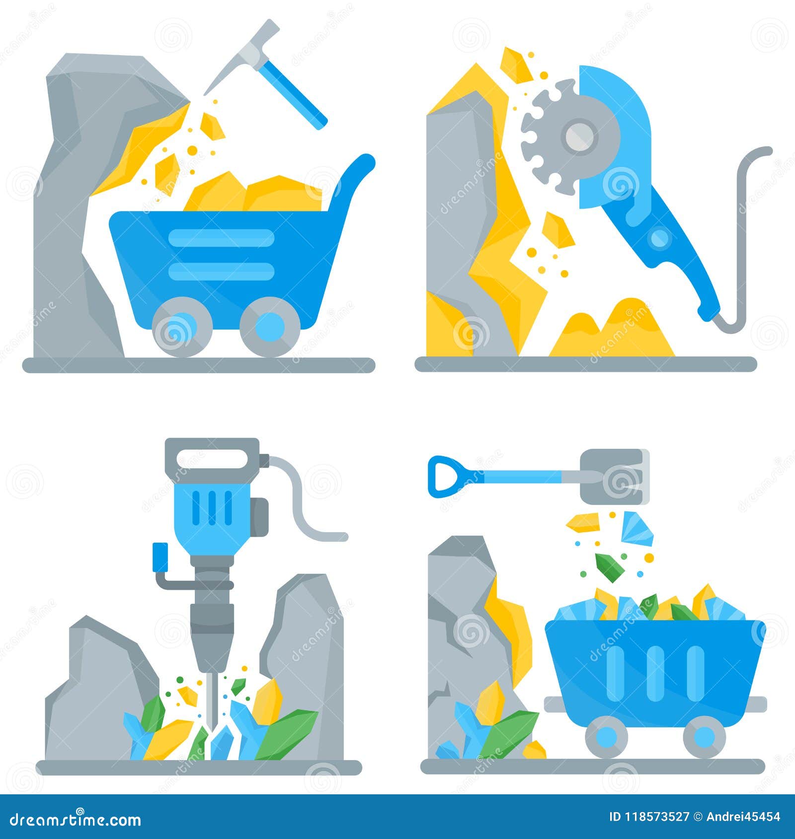 Vector Illustrations of Extraction of Minerals. Stock Illustration ...