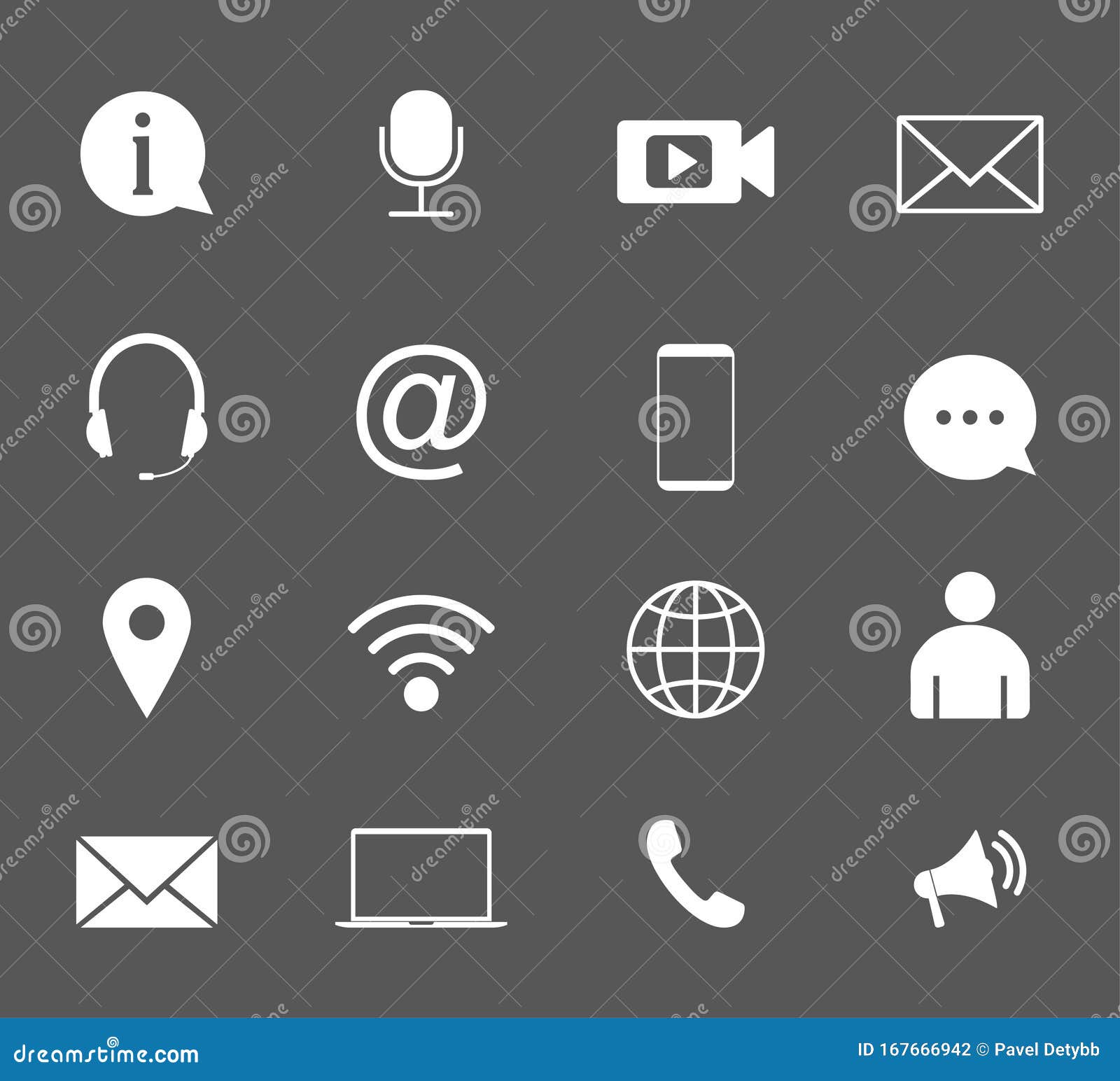Contact Icon Set. Vector Illustrations. Flat Design Stock Illustration ...
