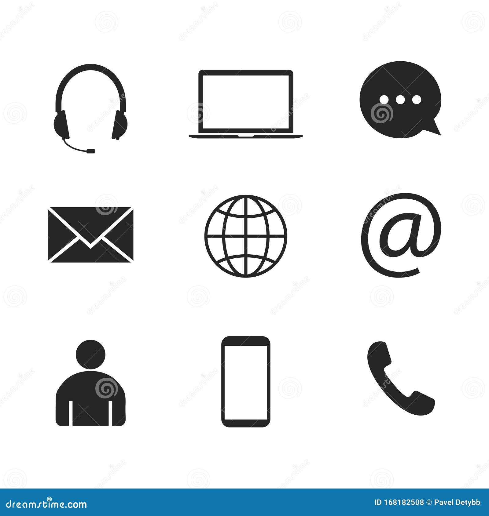 Contact Icon Set. Vector Illustrations. Flat Design Stock Illustration ... Contact Icon Set. Vector Illustrations. Flat Design Stock Illustration ...