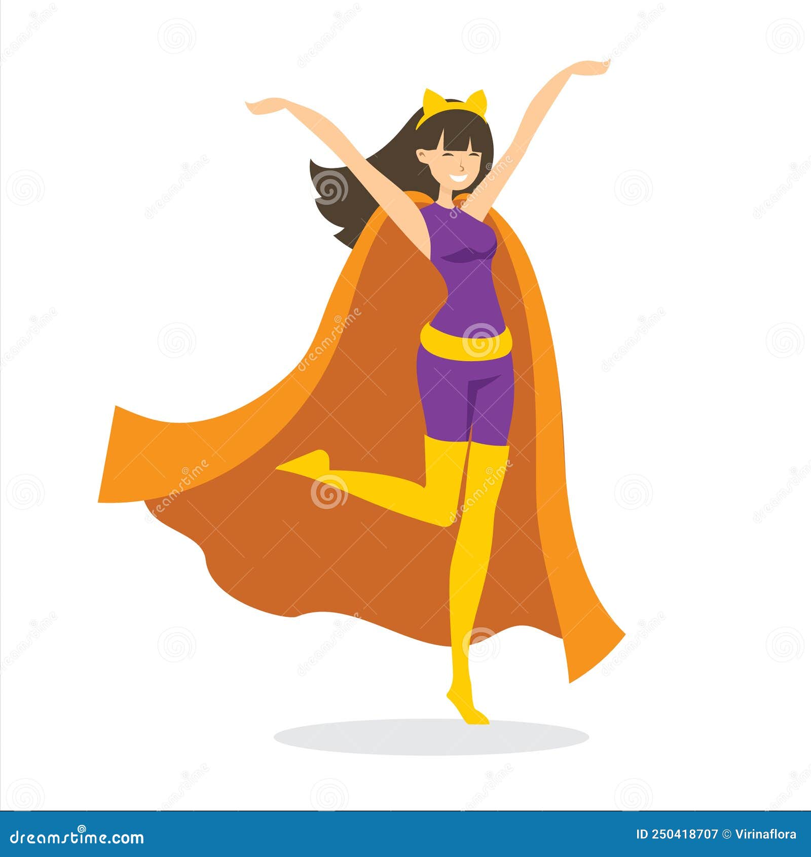 Vector Illustrations in Flat Design of Female Superhero in Funny Comics ...
