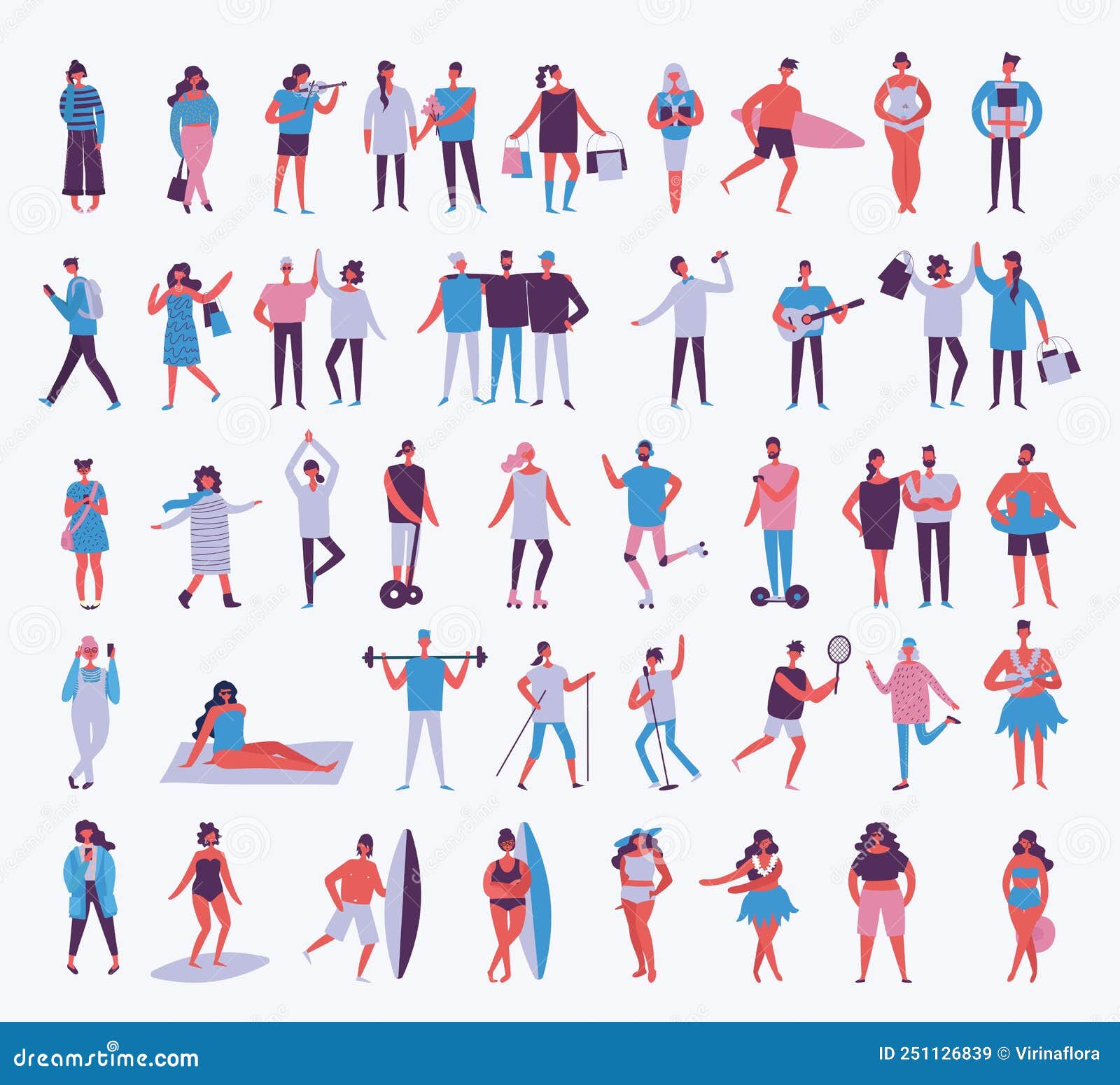 Set of Vector Illustrations of Different Activities People Stock Vector ...