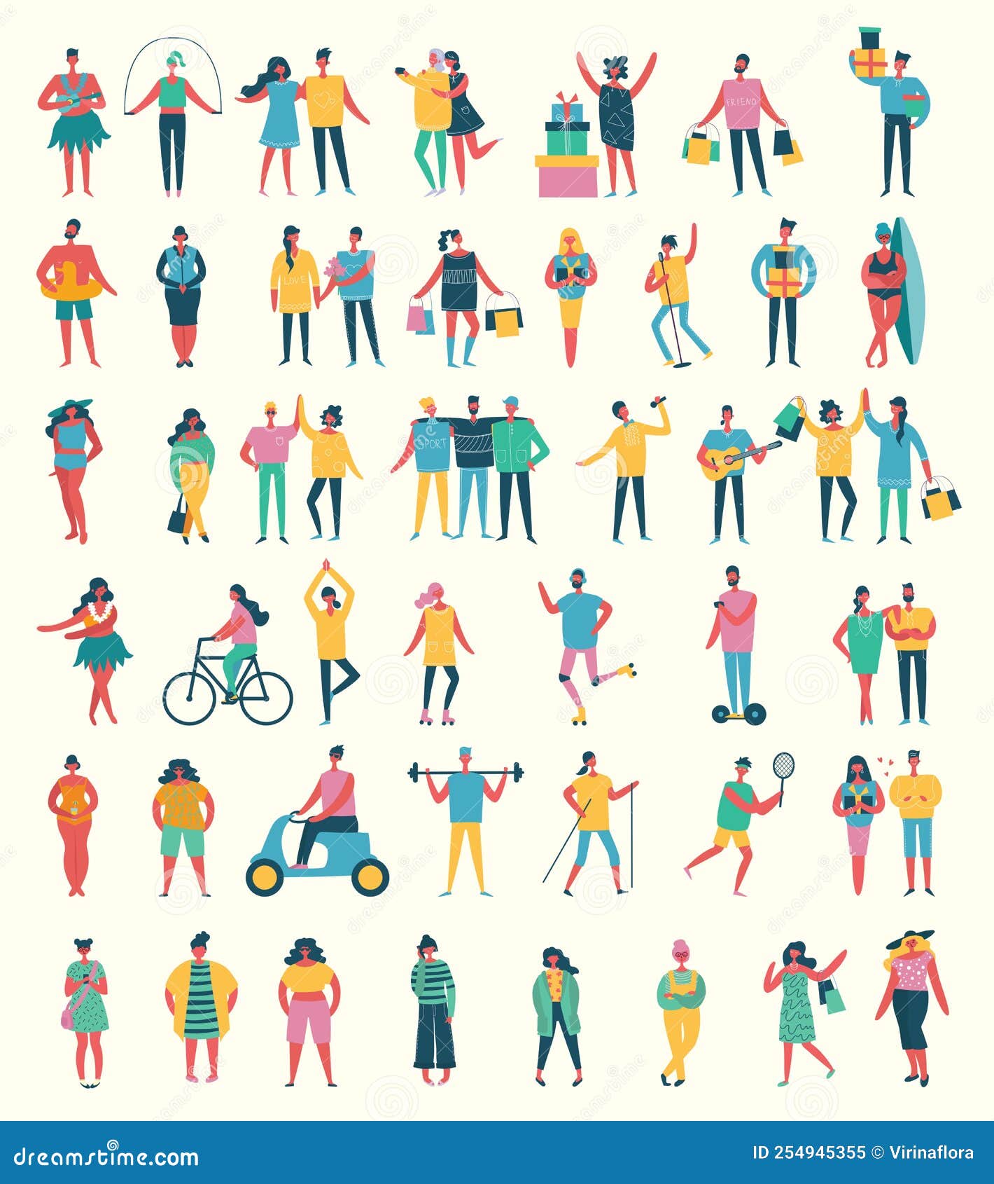 Set of Vector Illustrations of Different Activities People Stock Vector ...
