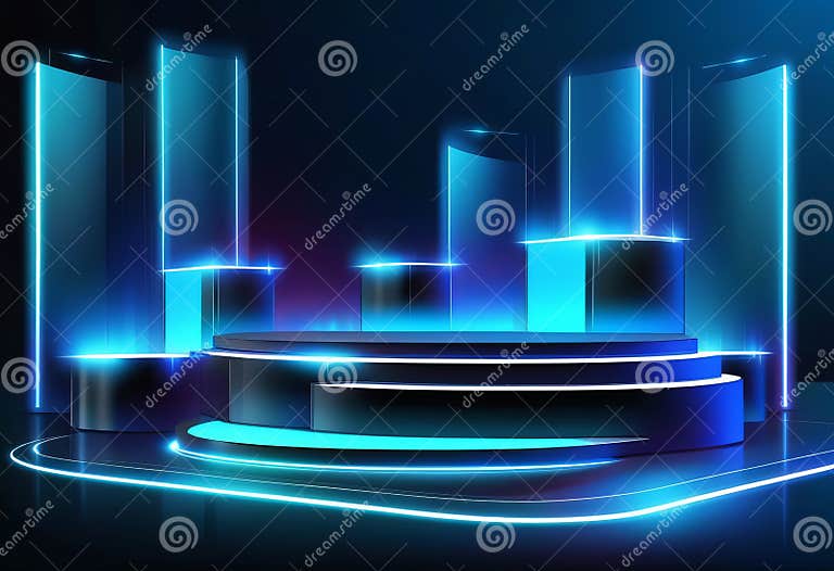 Vector Illustrations of Futuristic Digital Technology Stage with ...