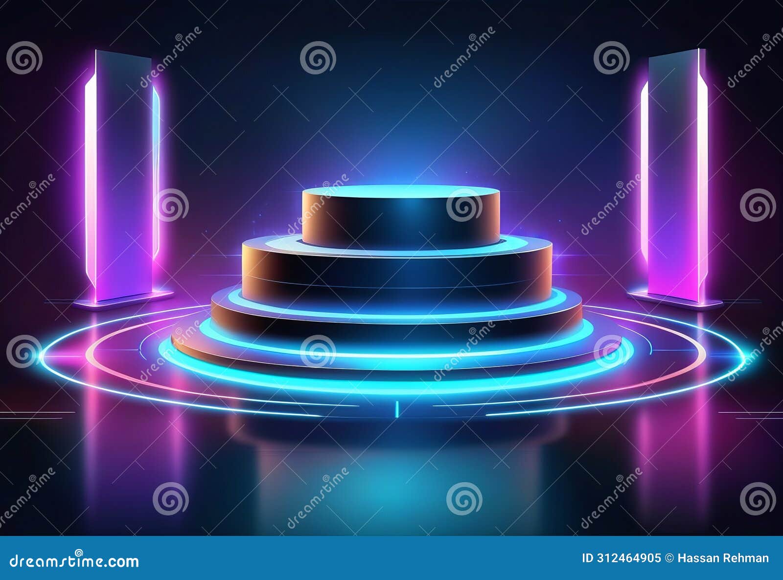 Vector Illustrations of Futuristic Digital Technology Stage with ...