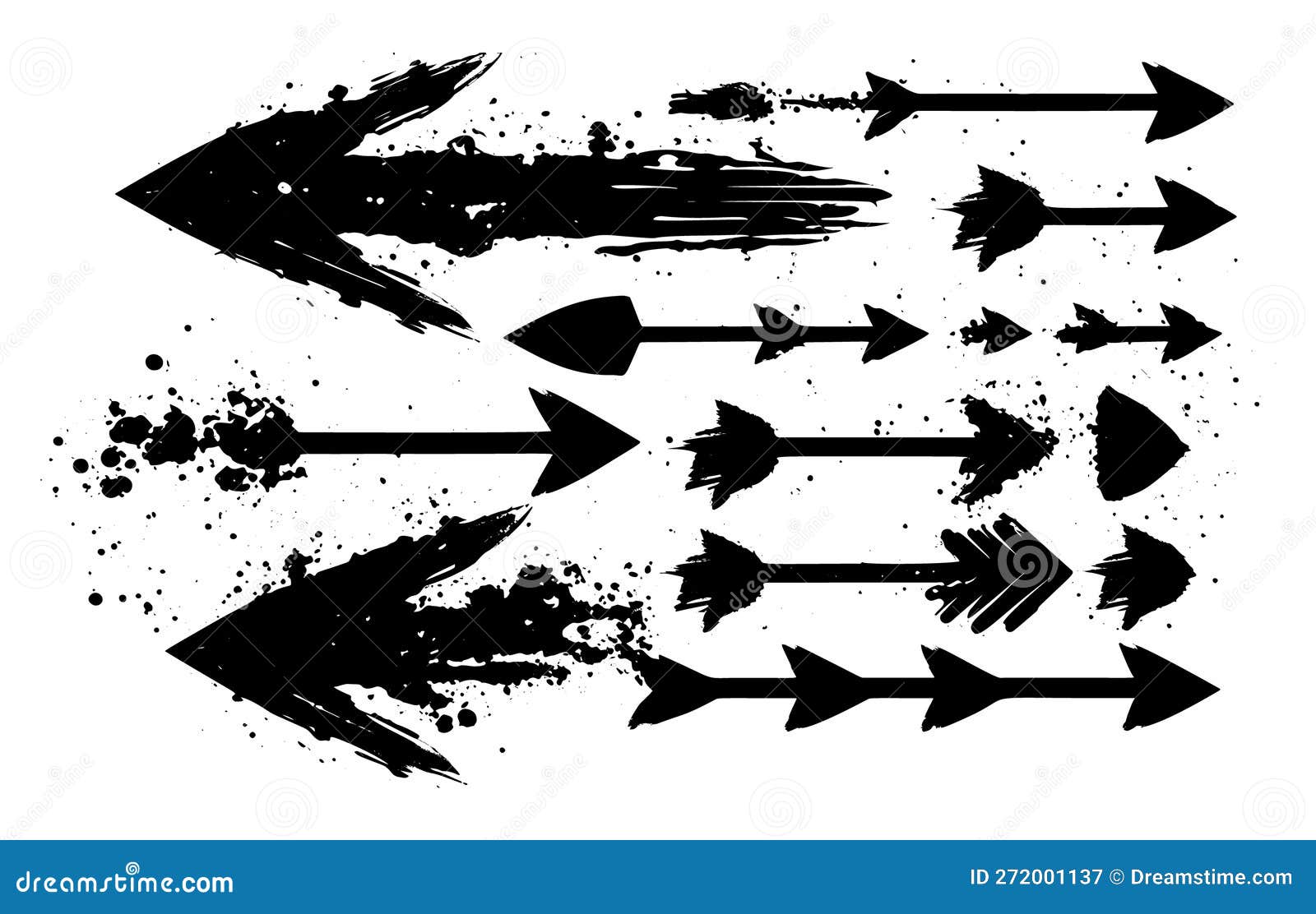 Vector Illustrations of Grunge Arrows with a Brushed or Painted Effect ...