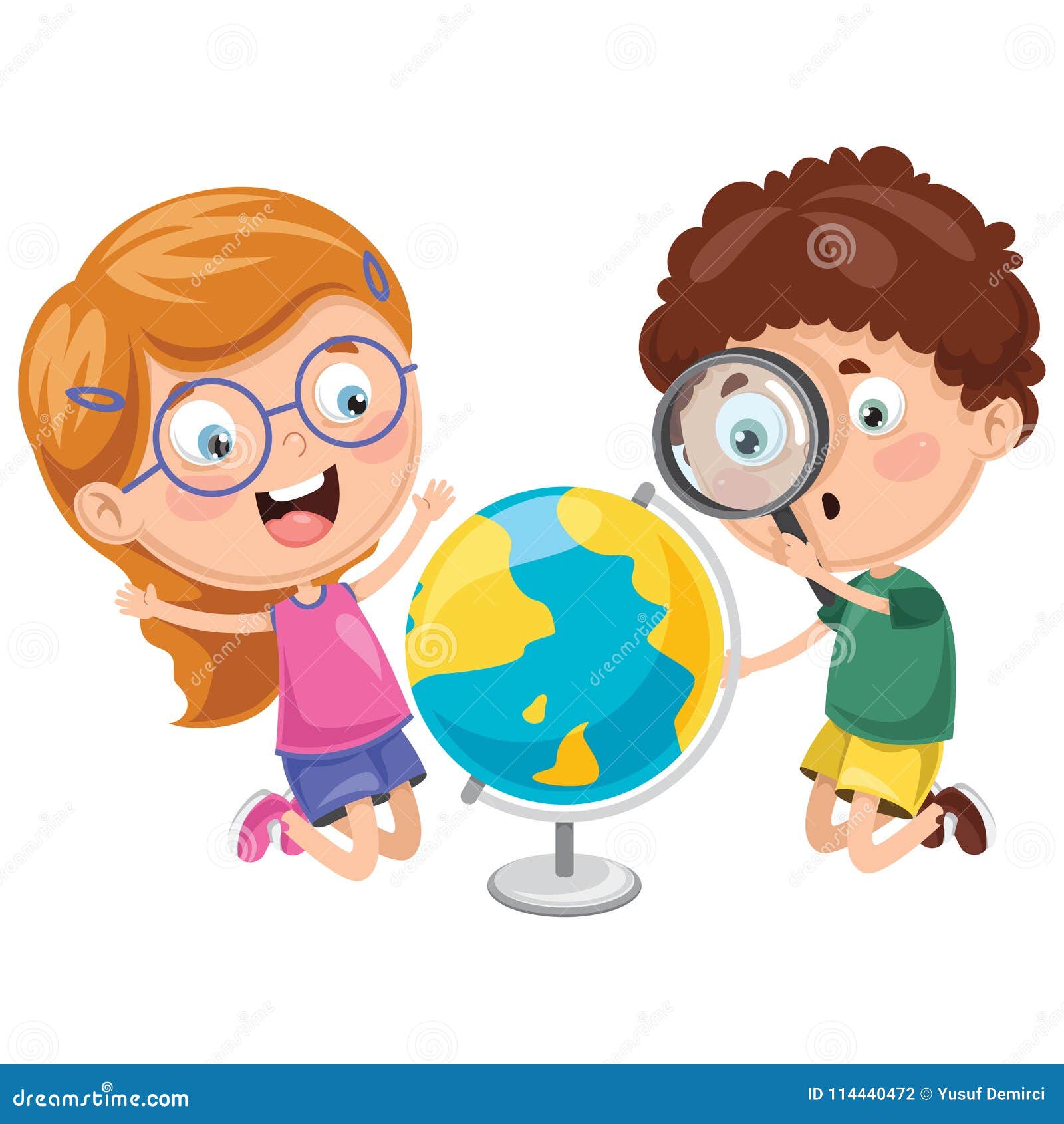 Geography Lesson At School - Modern Cartoon People Characters ...