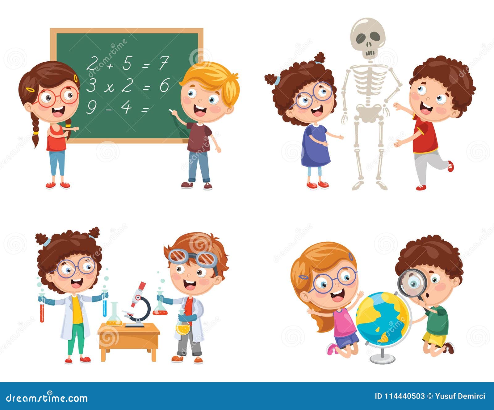 Vector Illustrations of Kids Having Science Lessons Stock Vector ...