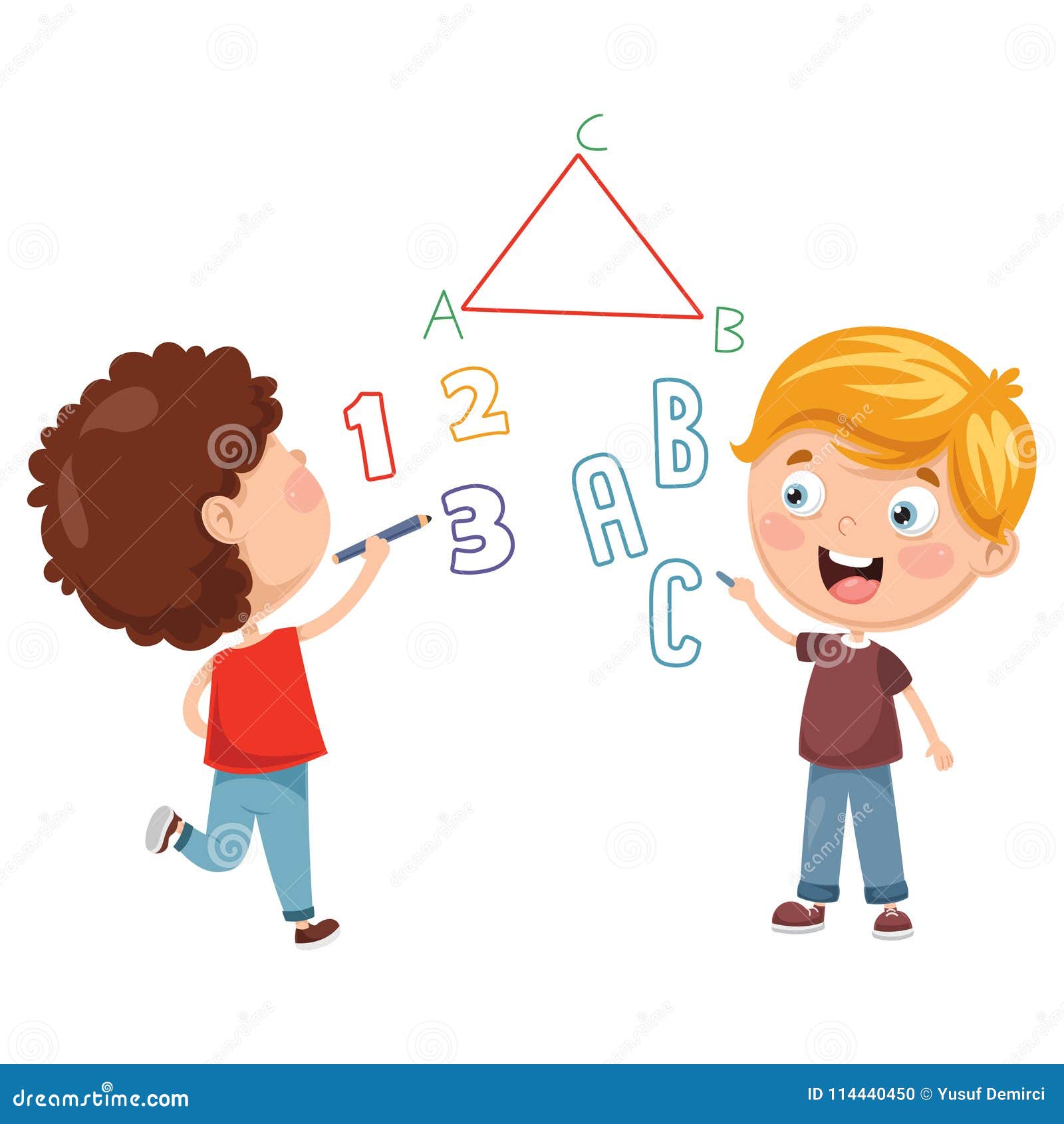 Vector Illustrations of Kids Writing Stock Vector - Illustration of ...