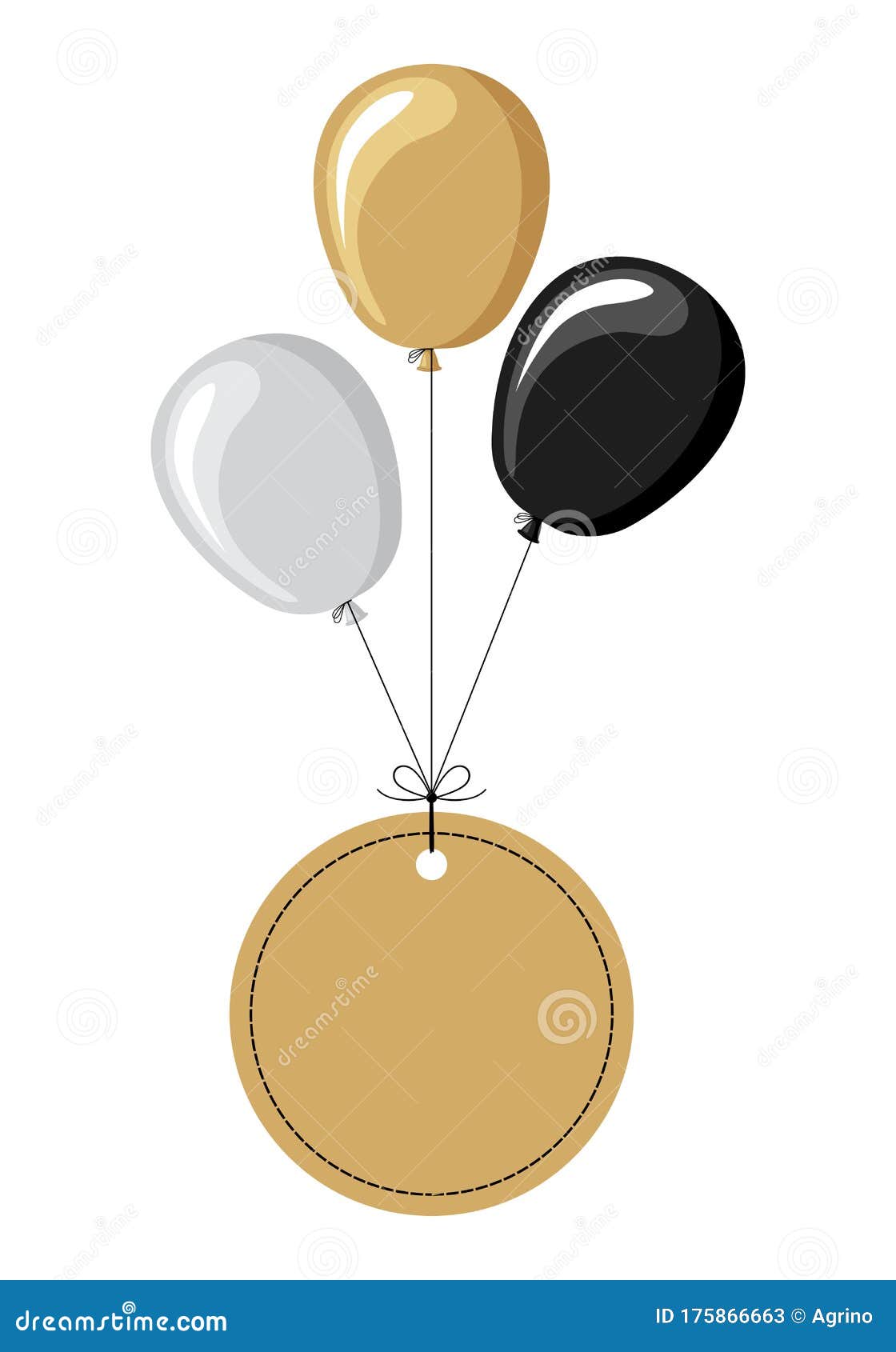 Labels flying on balloons stock vector. Illustration of circle - 175866663